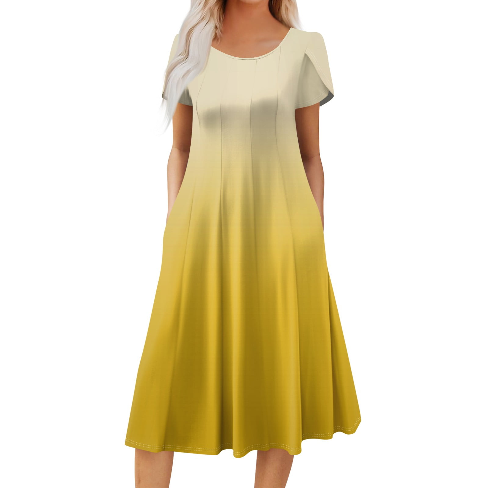 DBAIXID Wedding Guest Ruffle Dresses for Women Short Sleeve Front ...