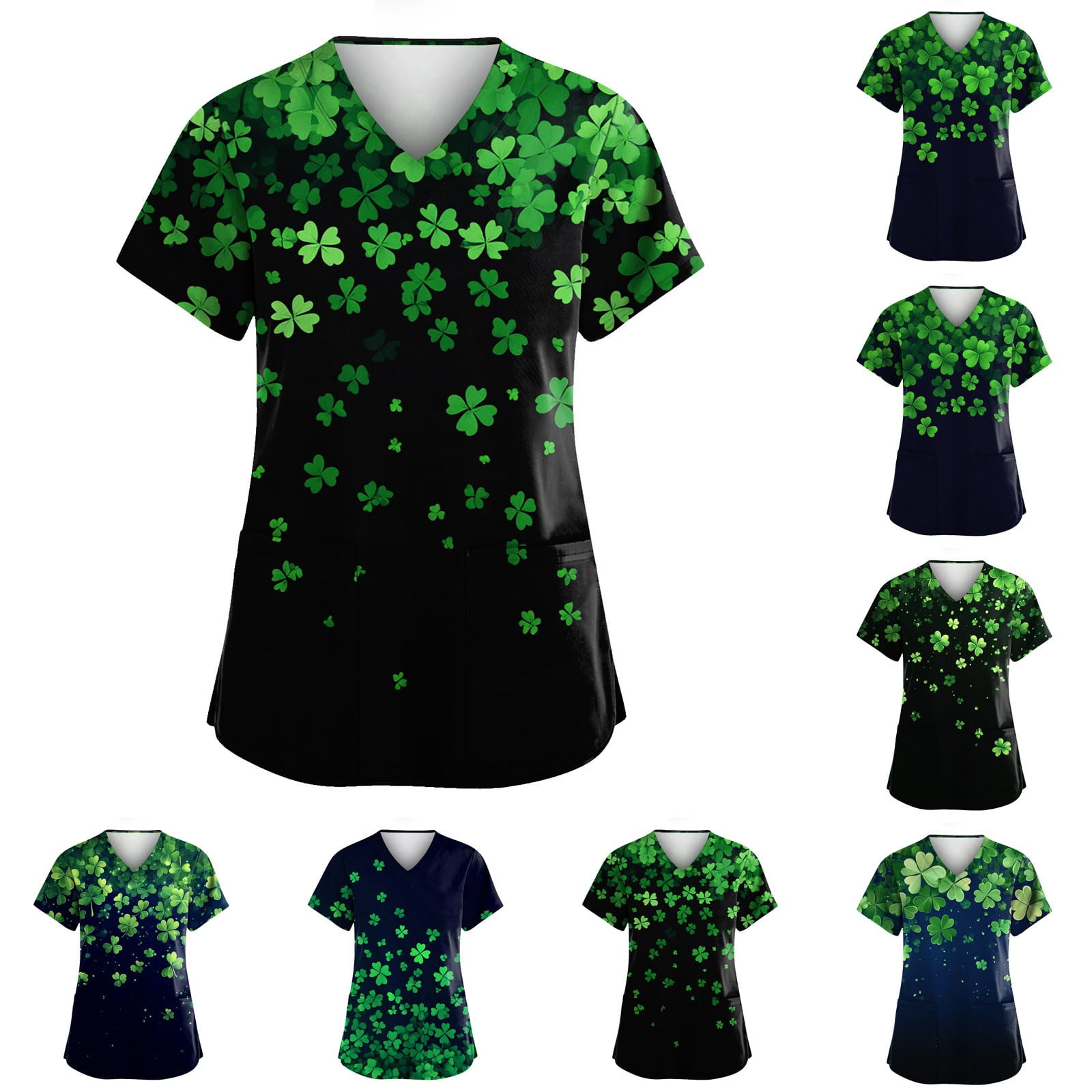 DBAIXID Women St Patricks Day Scrub Jackets Shirts Loose Fit V Neck ...