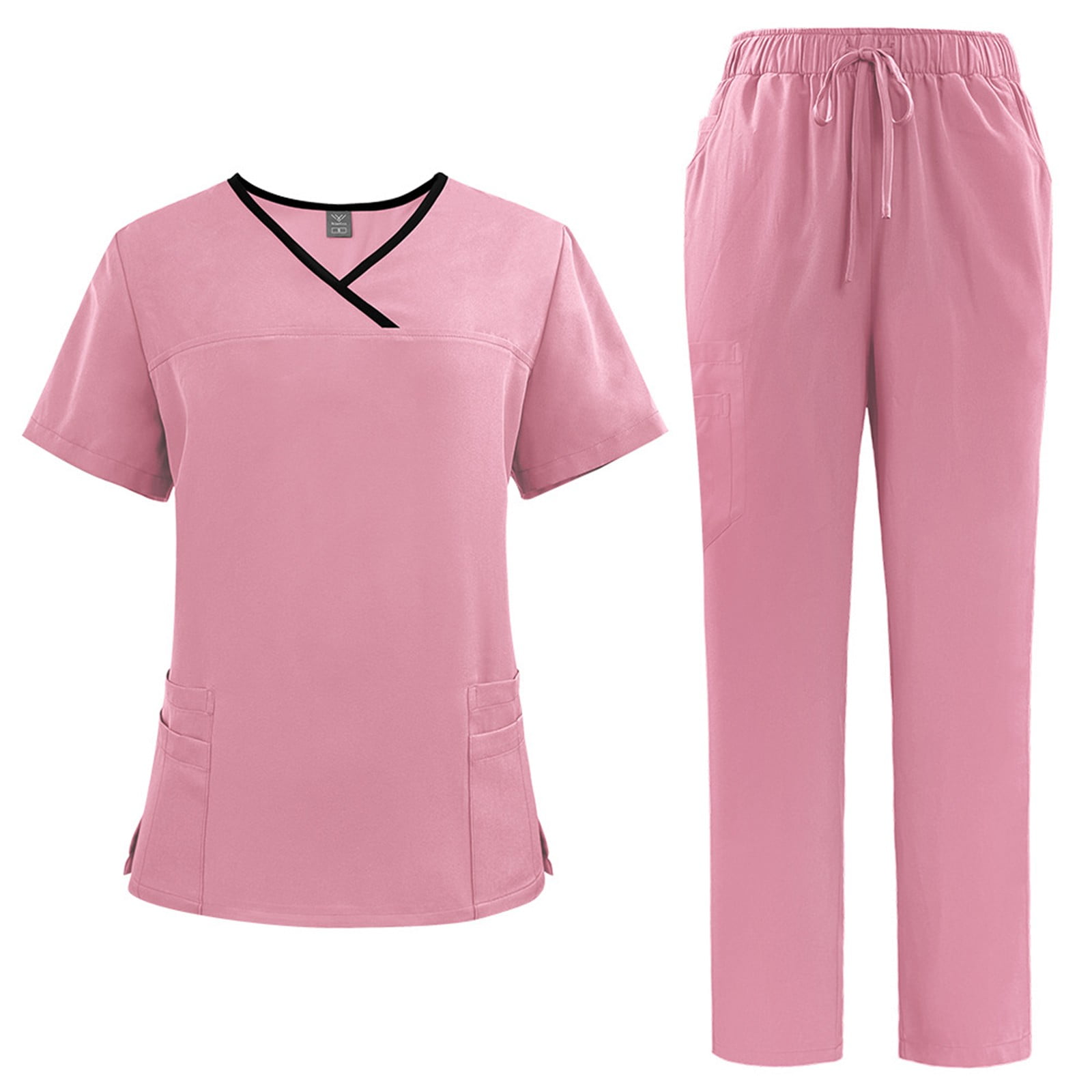 DBAIXID Women's Scrub Set Petite Scrubs and Tall Joggers Solid Color ...