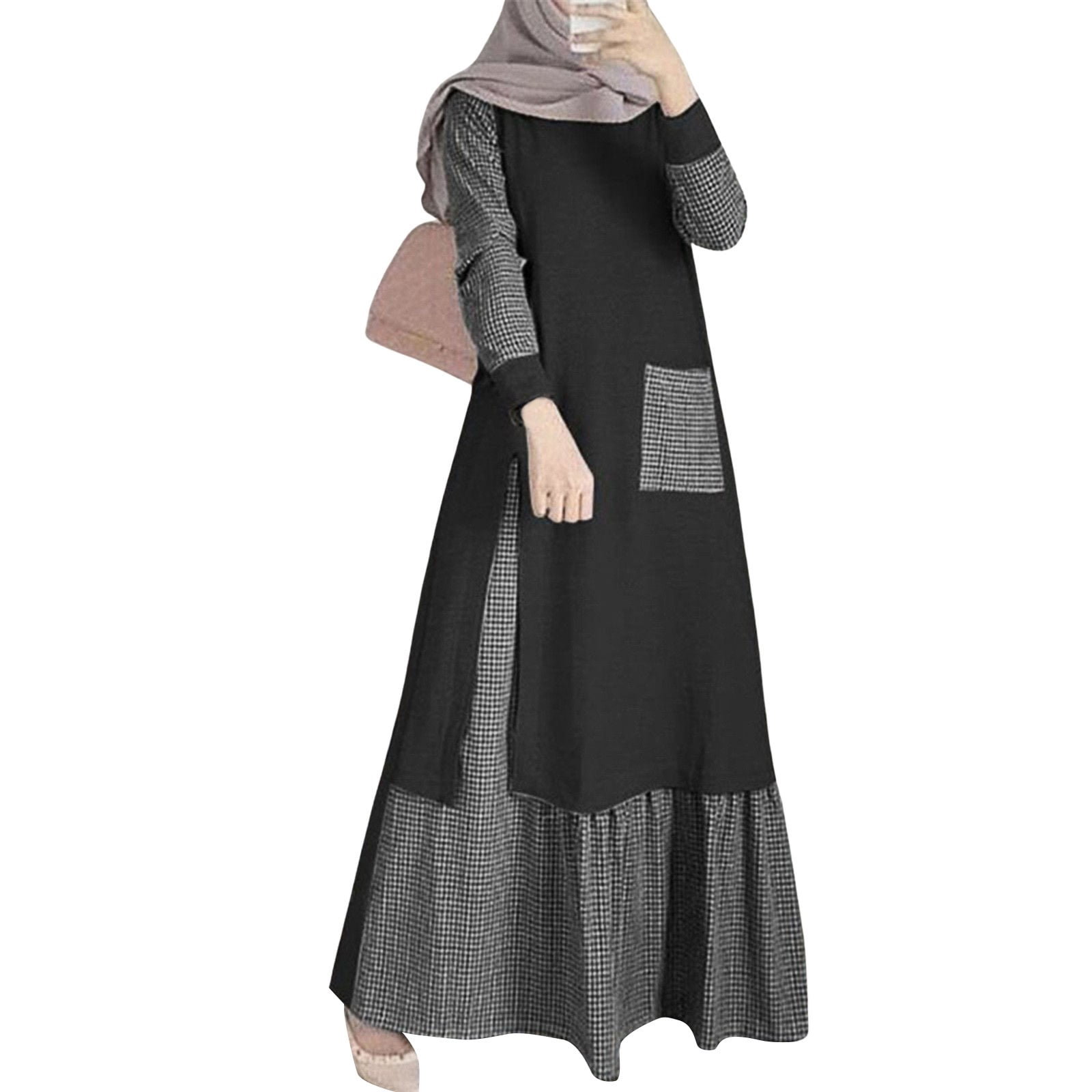 DBAIXID Womens Muslim Dresses Plus Size Abaya Button Down Henley Shirt ...