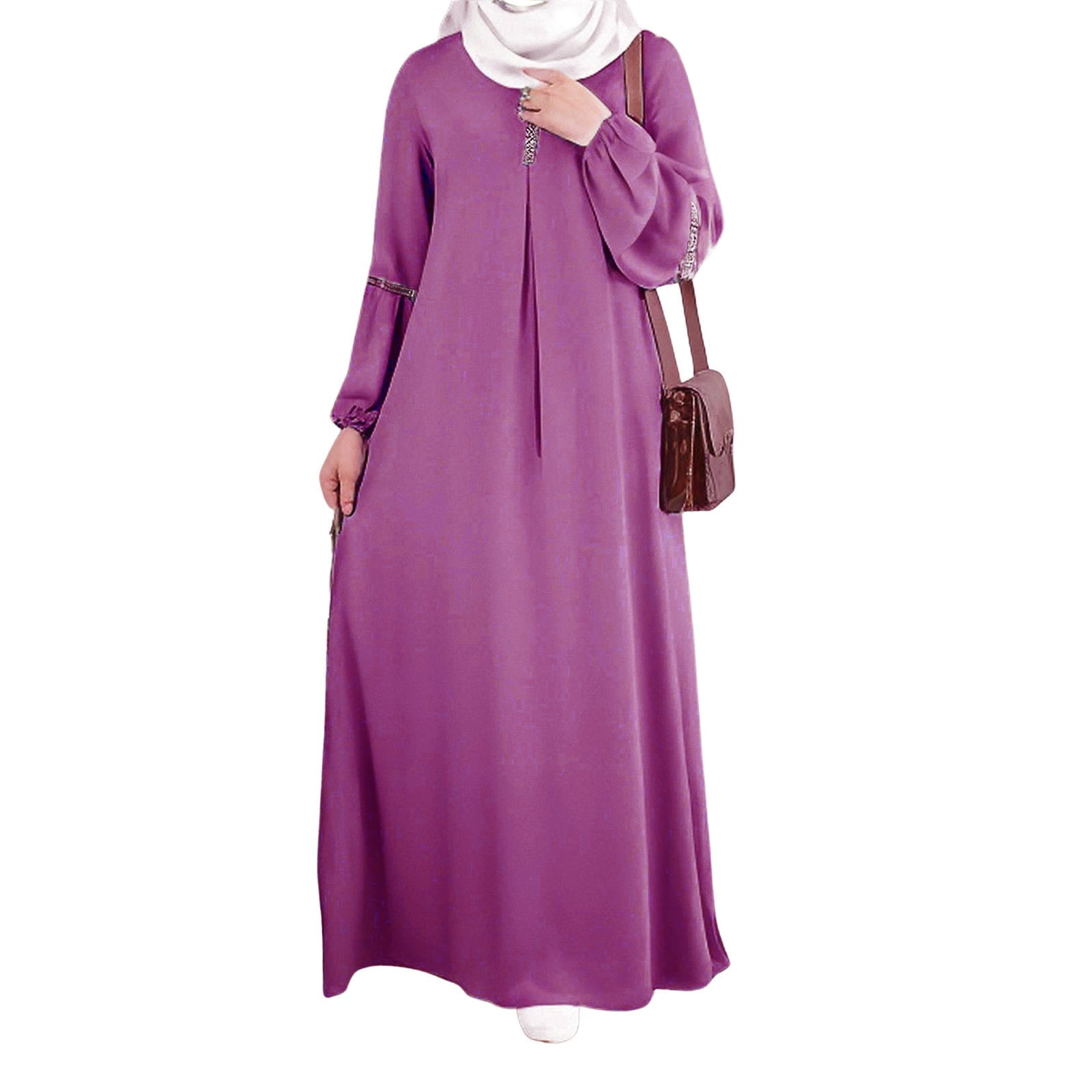 DBAIXID Womens Muslim Dresses Plus Size Abaya Button Down Henley Shirt ...