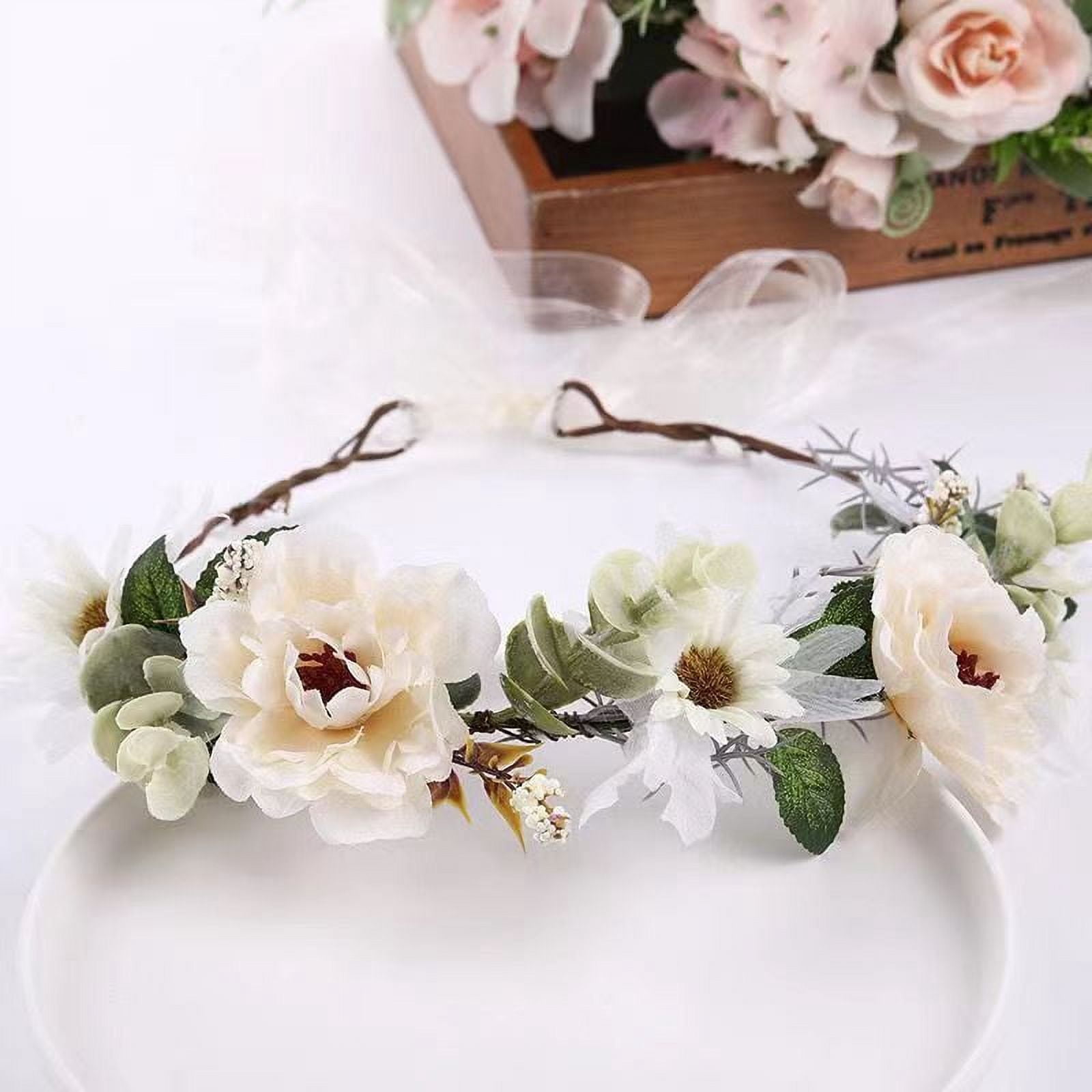 DBDlailai Flower Headband Spring Bohemian Flower Crowns Floral Garland ...