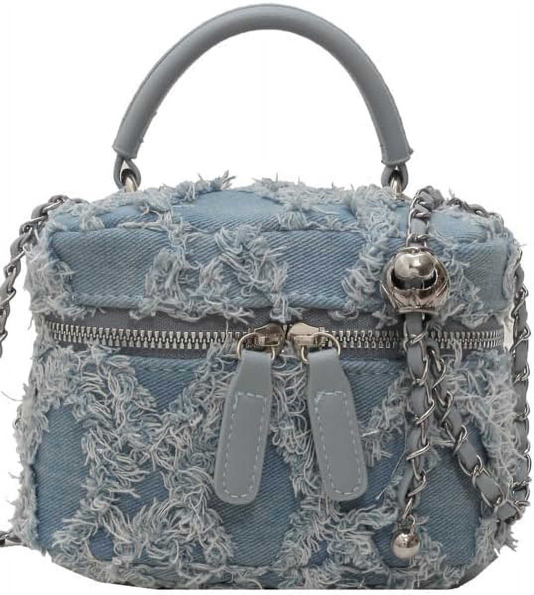 DBDlailai Mini Denim Bag Denim Bucket Bag Quilted Crossbody Bag Denim ...