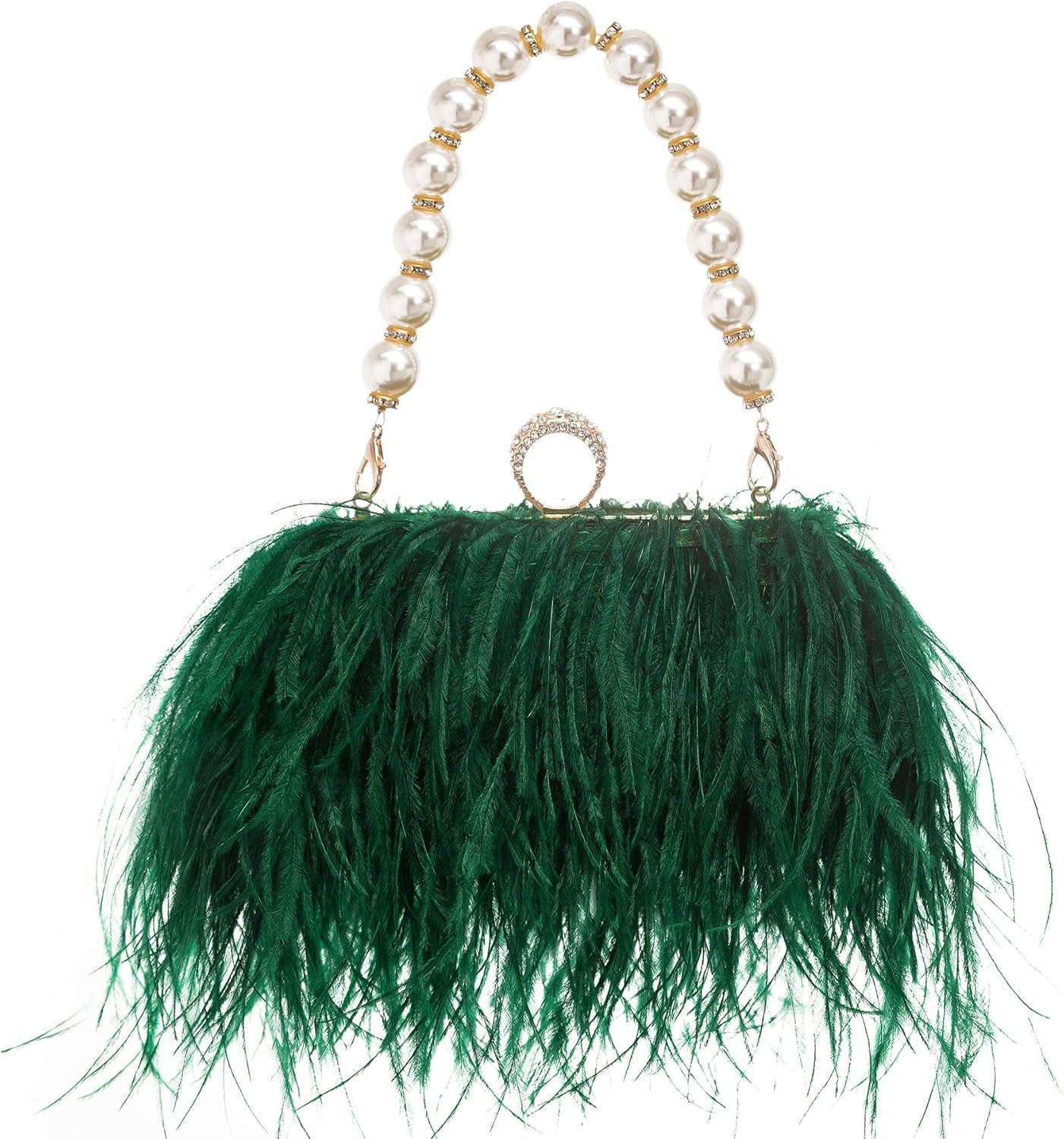 DBDlailai Women Real Natural Ostrich Feather Evening Bags Purses Clutch ...