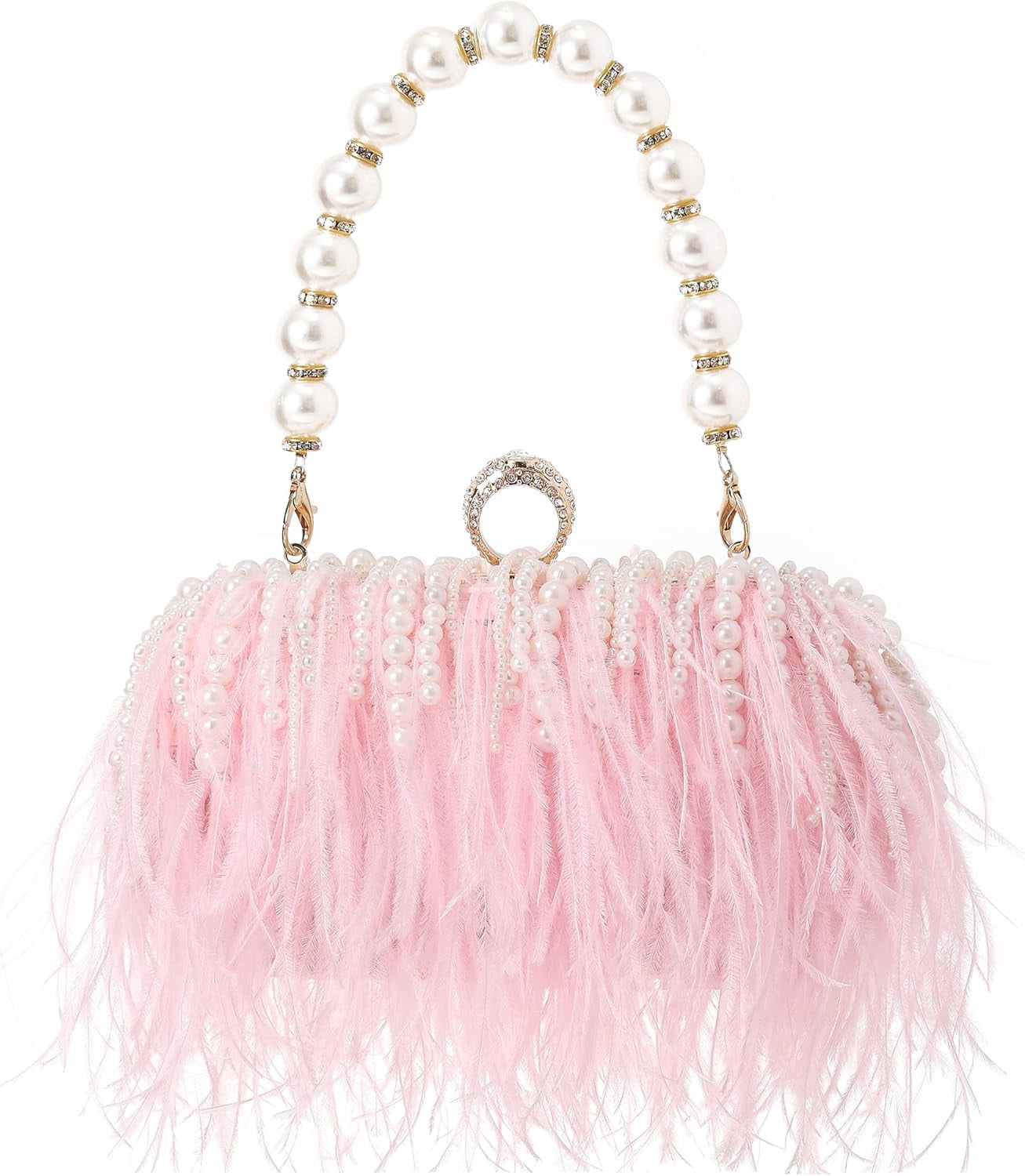 DBDlailai Women Real Natural Ostrich Feather Evening Bags Purses Clutch ...