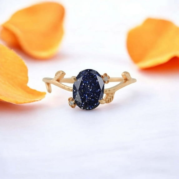 DBESTSTUDIOS 8x6 MM/ 1 CT Galaxy Sandstone Wedding Ring Bridal Diamond ...