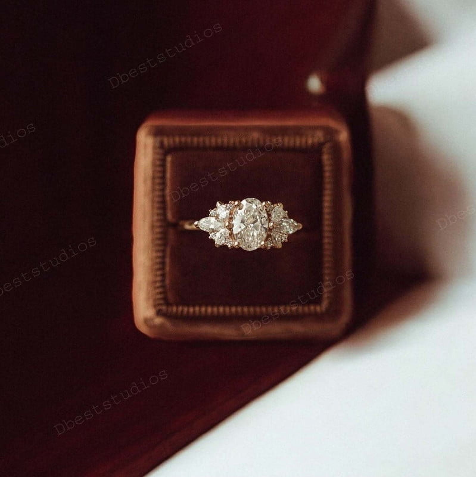 DBESTSTUDIOS 8x6 MM /Oval Cut Moissanite Women Ring Art Deco Bridal ...