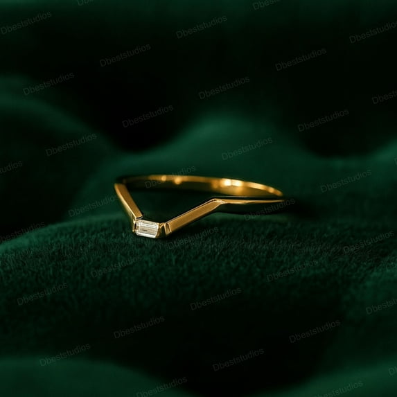 DBESTSTUDIOS Diamond Baguette Ring Enhancer, Minimalist Chevron Contour ...