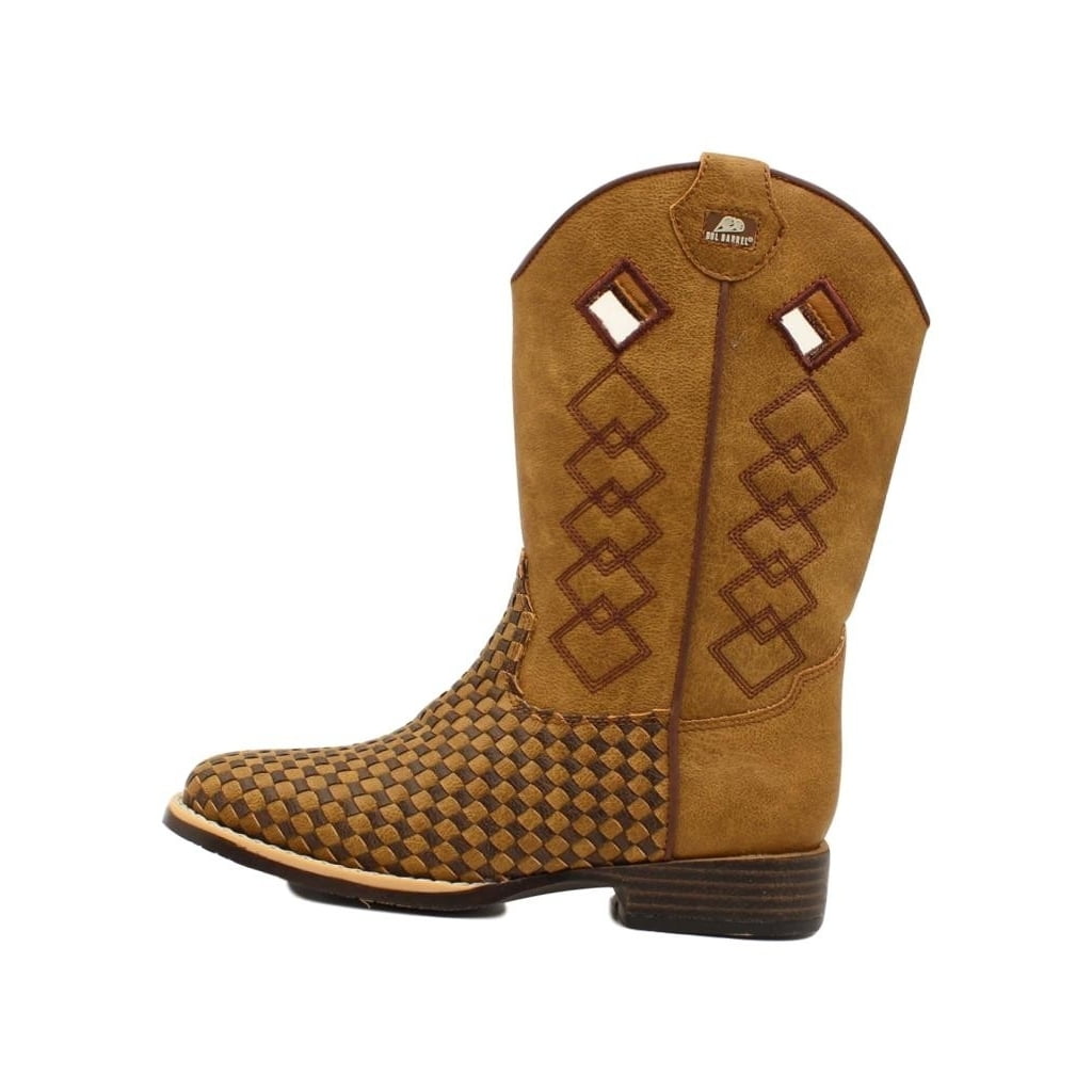 Double Barrel Western Boots Boys Logan Basketweave Tan Choc 443000292 ...