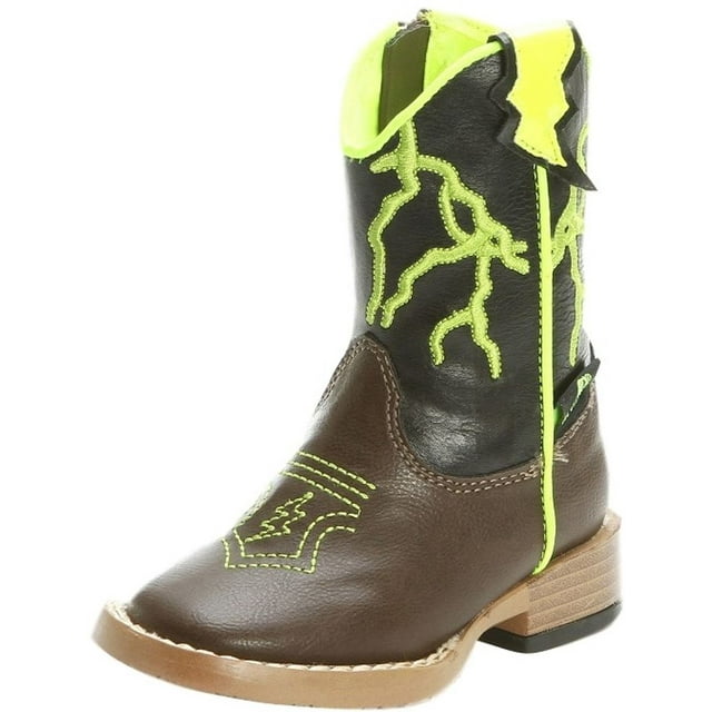 DBL Barrel 4445802-09 Boys Ace Lightning Bolt Zip Boot Square Toe ...