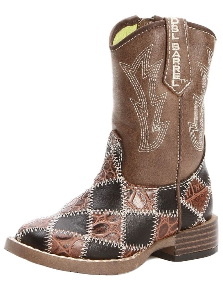 DBL Barrel 44566107-3 Boys Andy Cowboy Boot Square Toe, Black and Brown ...