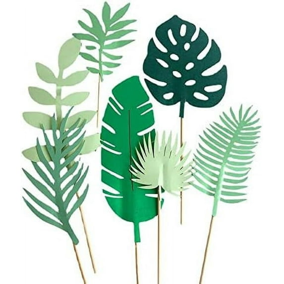 DBOO 7 PCS Tropical Leaves Cake Topper Tropical Wedding Cake Topper ...