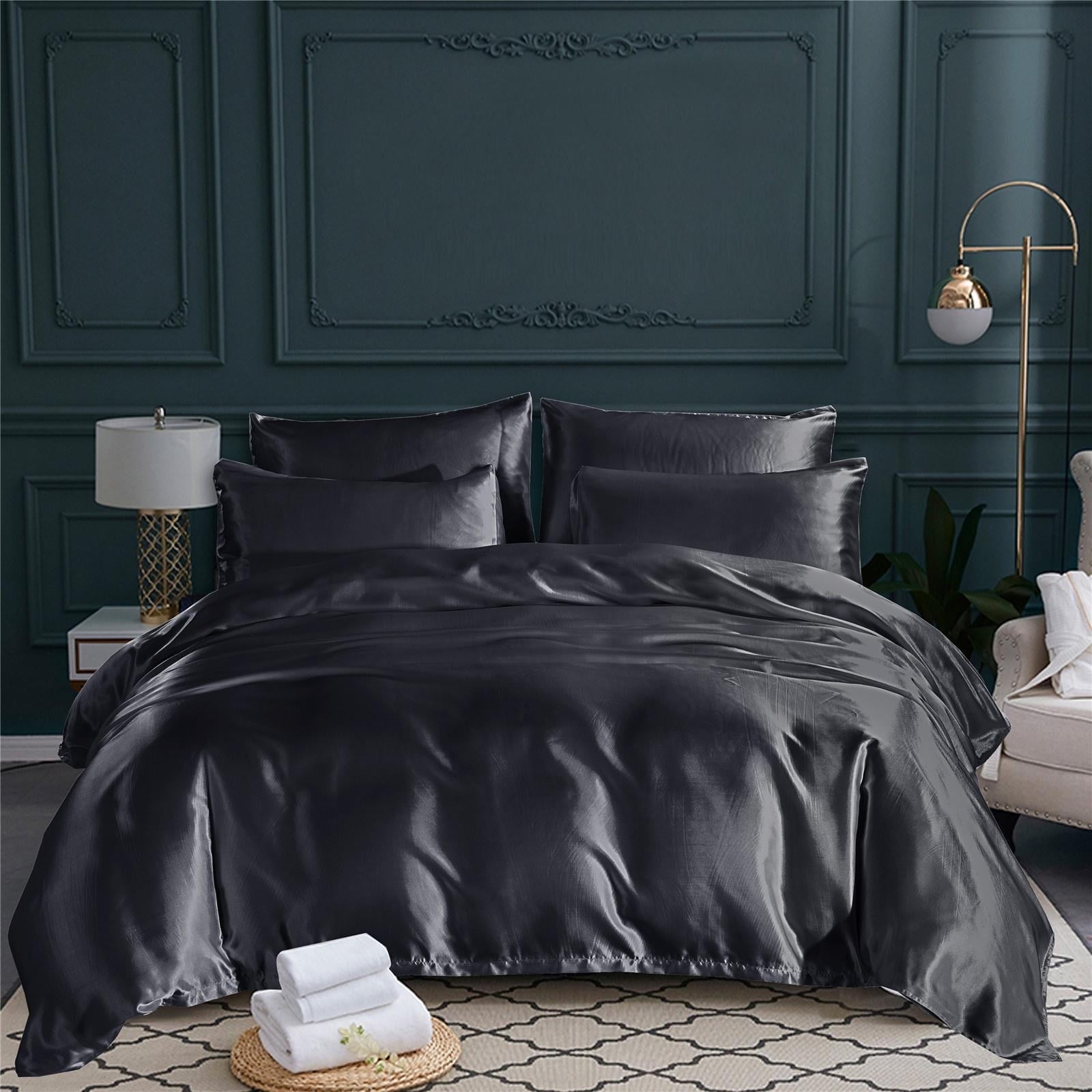 DBOZE 3 Pieces Satin Duvet Cover With Zipper Closure Bedding Sets 1800 ...