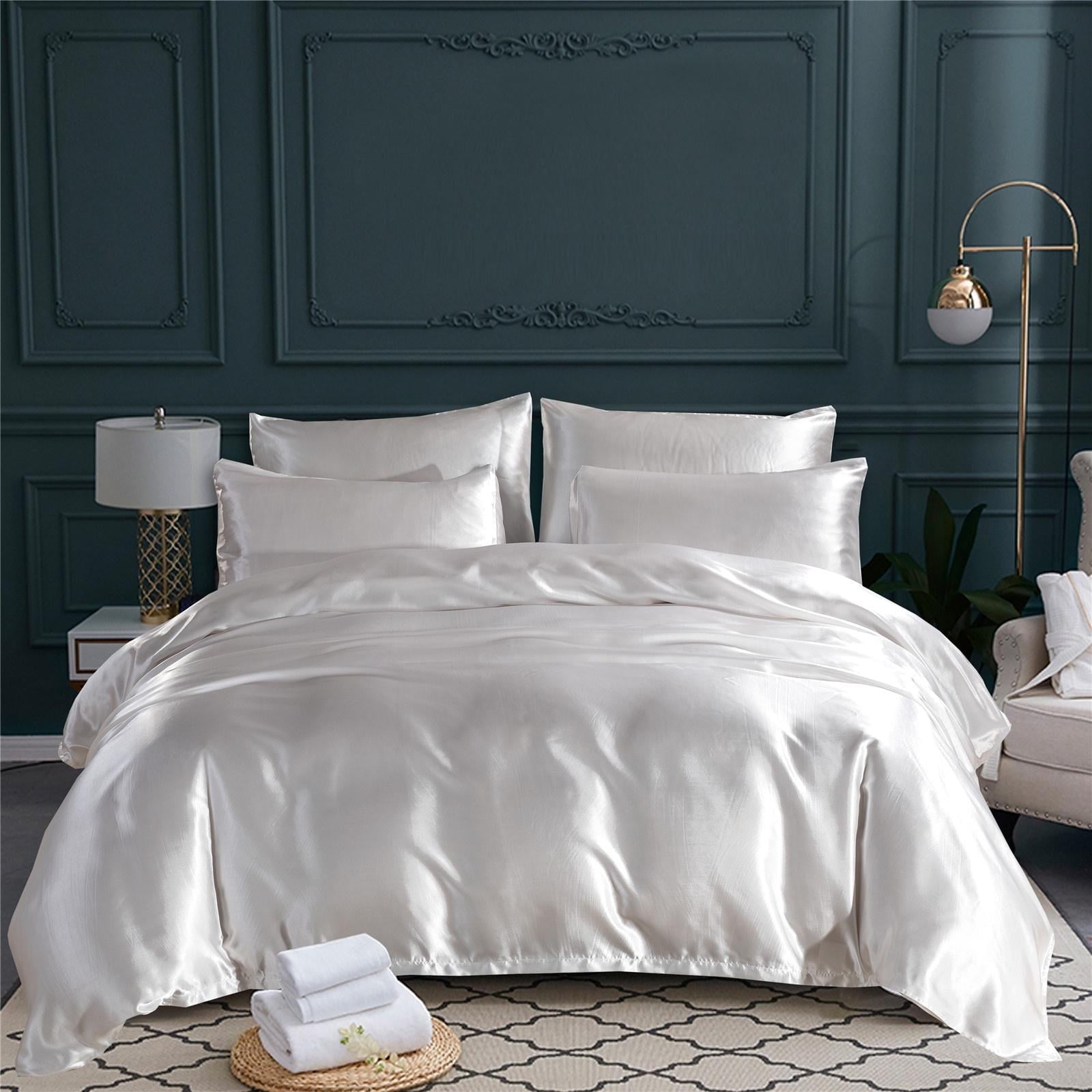 DBOZE 3 Pieces Satin Duvet Cover With Zipper Closure Bedding Sets 1800 ...