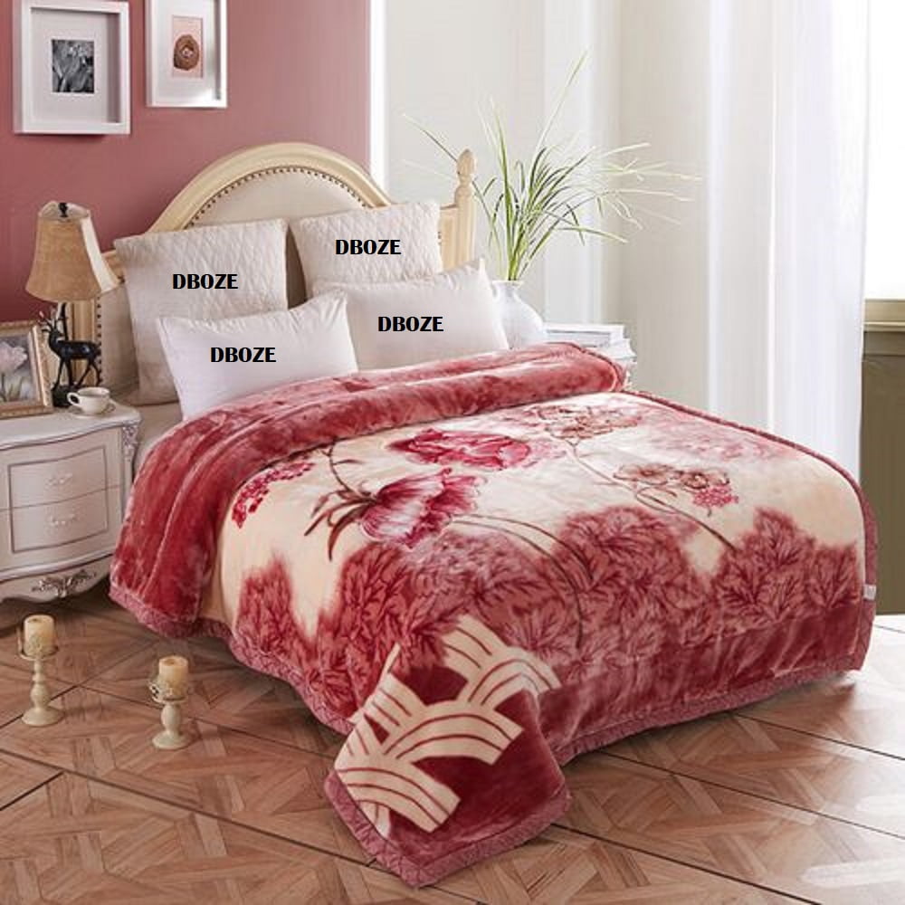 DBOZE Heavy Korean Faux Mink Fleece Blanket, 2 Ply Reversible Silky ...