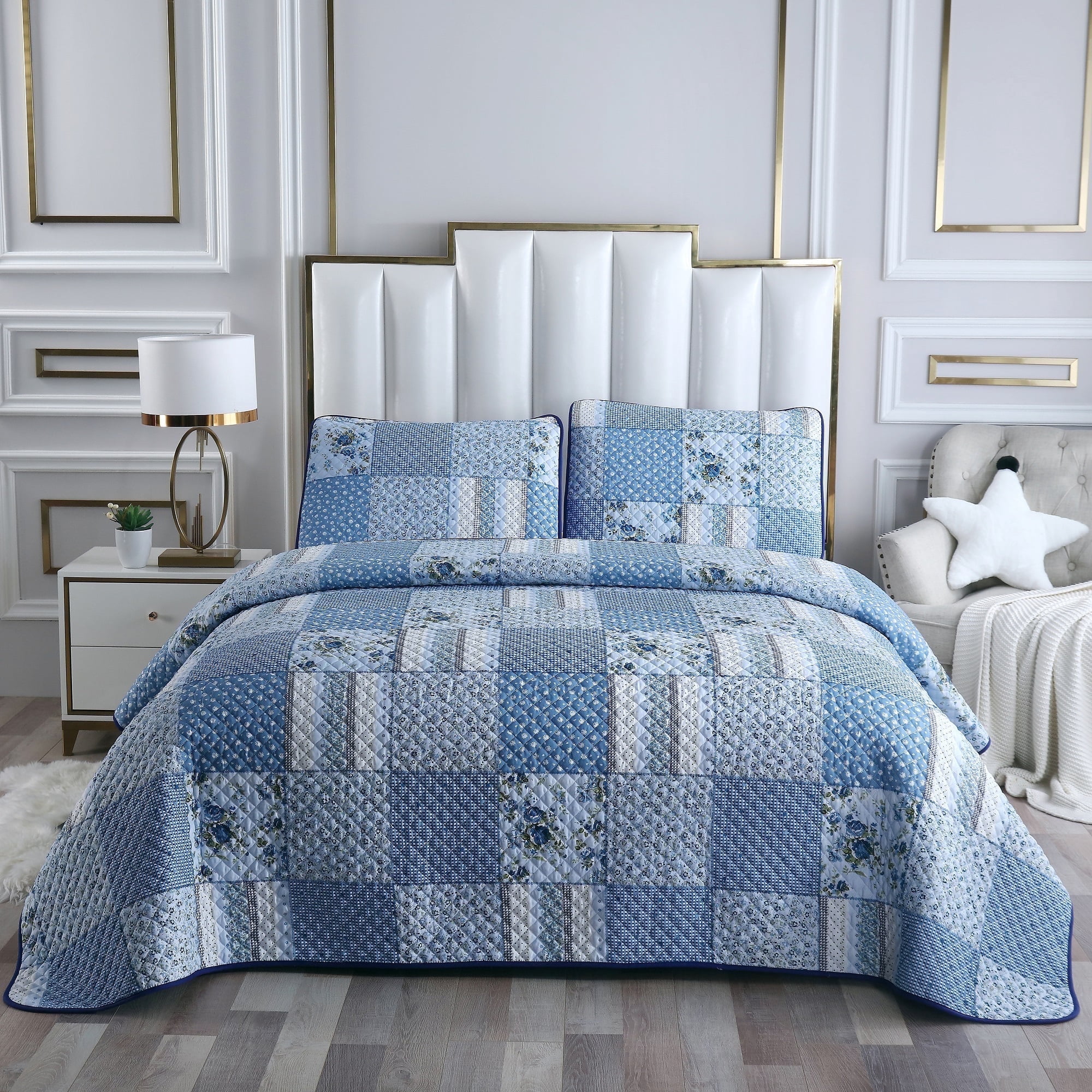 DBOZE King Size Reversible Cotton Blend 3-Piece Lightweight Bedspread ...