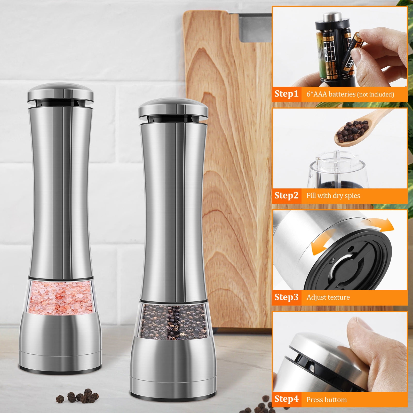 DBYLXMN And Pepper Grinder Set Adjustable Grinding Pepper Grinder Set ...