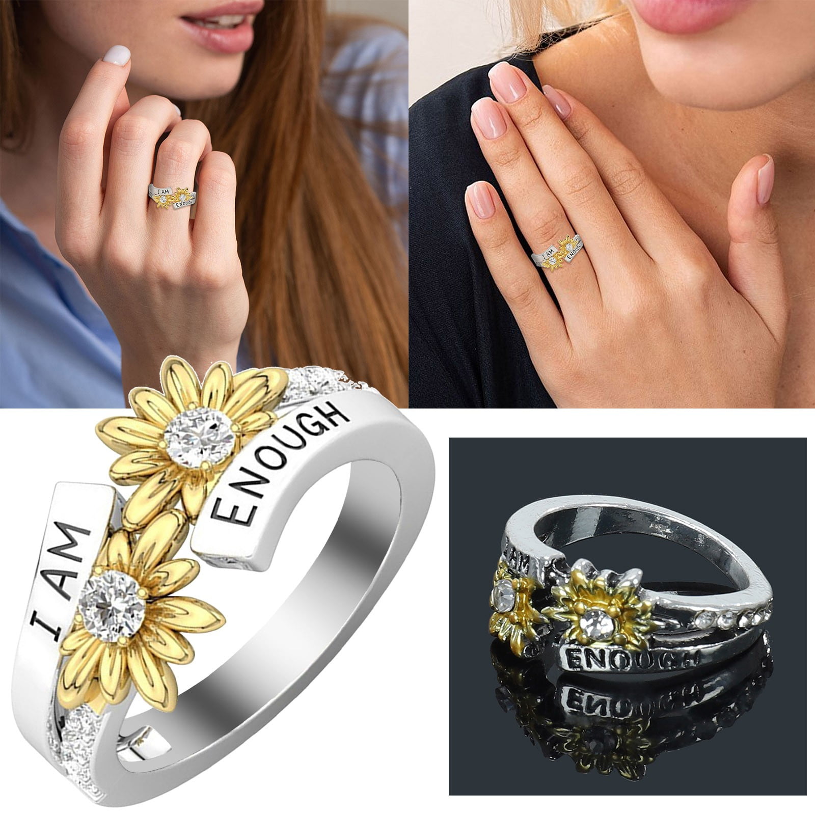 DBYLXMN Set With Bicolor E-NOUGH Ring For You AM English Fashion Good I ...