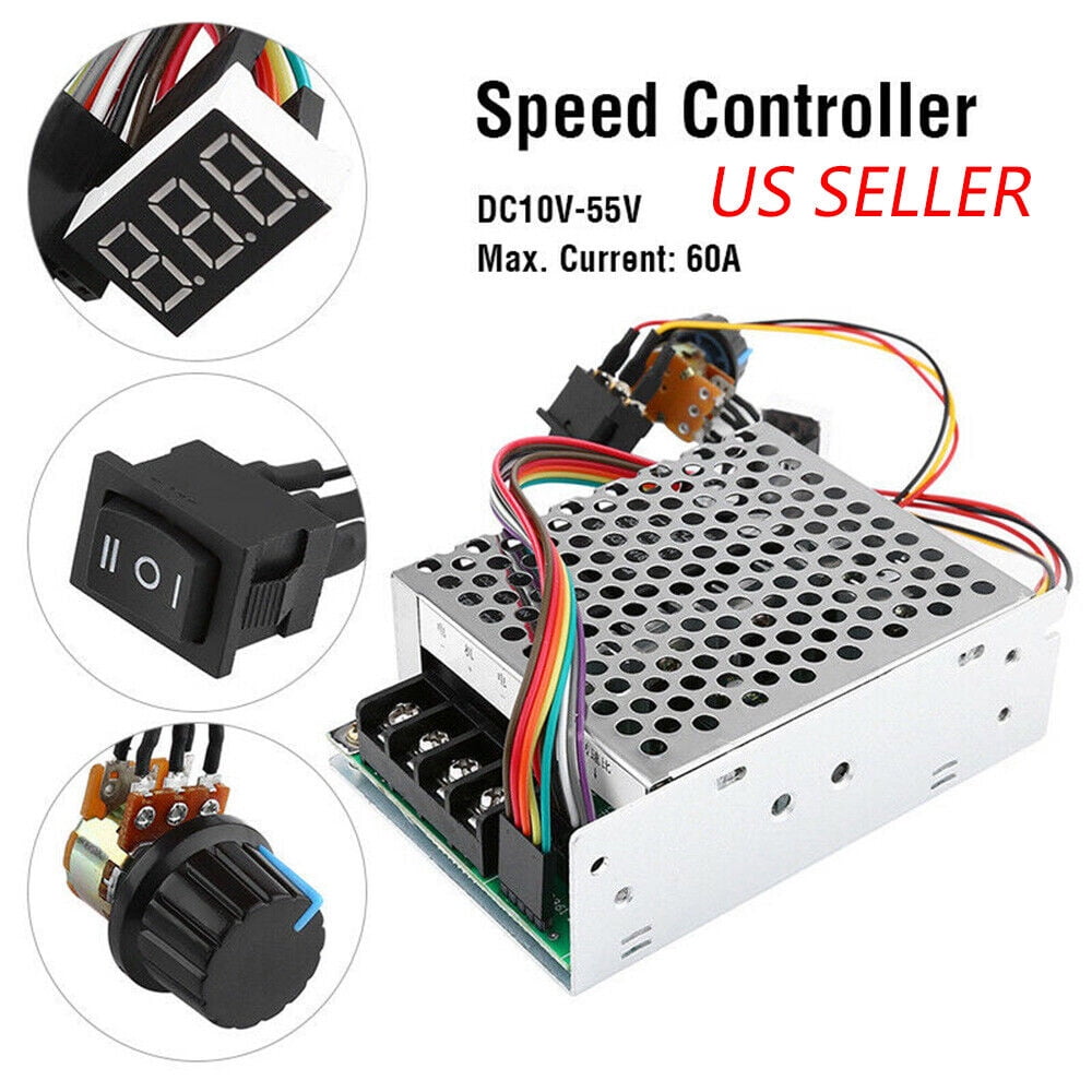 DC 10-55V MAX 60A Reversible PWM Motor Speed Controller 12V 24V 36V ...
