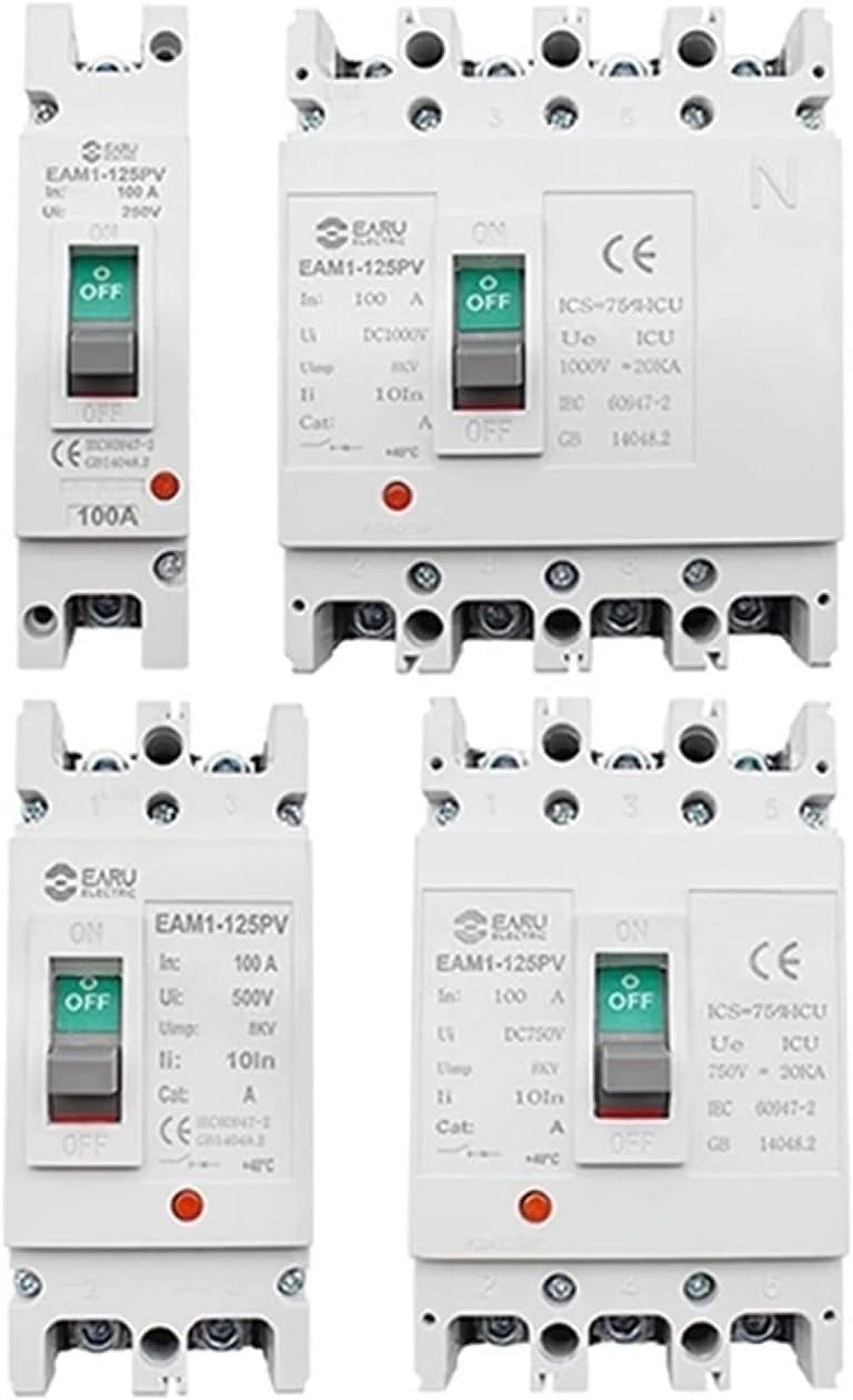 DC 1000V 500V Circuit Breaker 2P 3 4 Poles Mccb 48V 72V 96V 200V 250V Voltage 100A 160A 200A ...