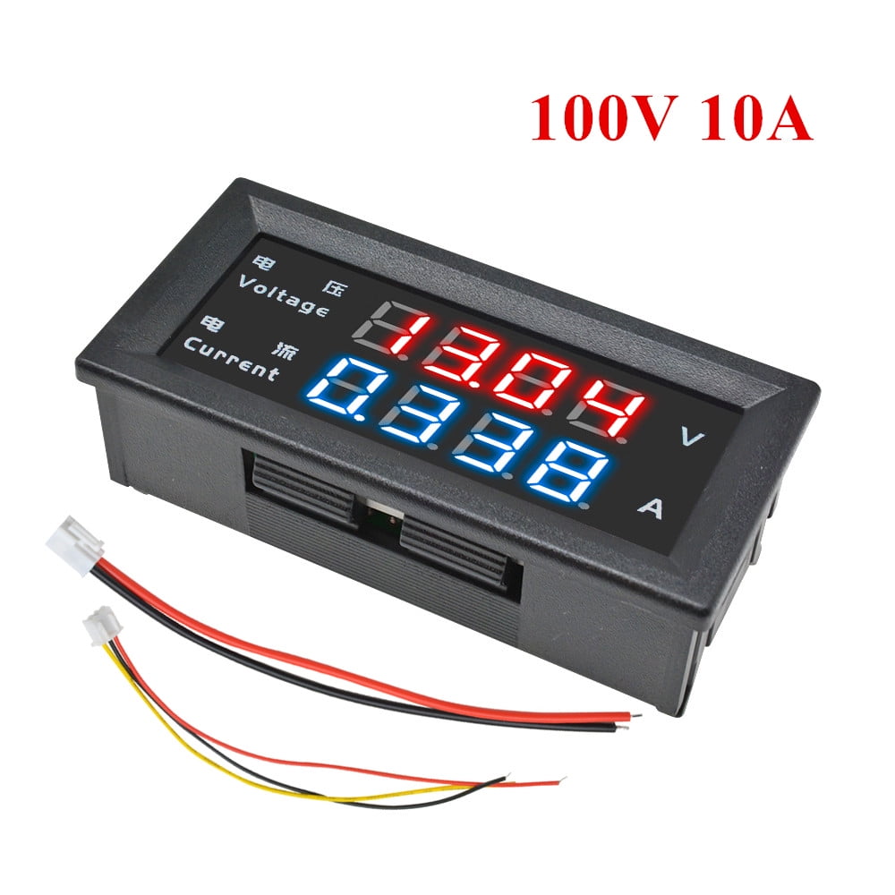 DC 100V 200V 10A 4-digit High precision voltmeter Ammeter Blue + Red LED AMP Dual Display ...