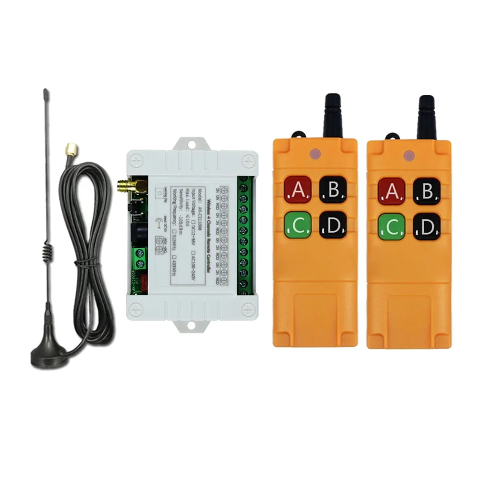 DC 12/24/36 4CH Wireless Remote Control Switch Radio Receiver With 2000M Long Distance Remote ...