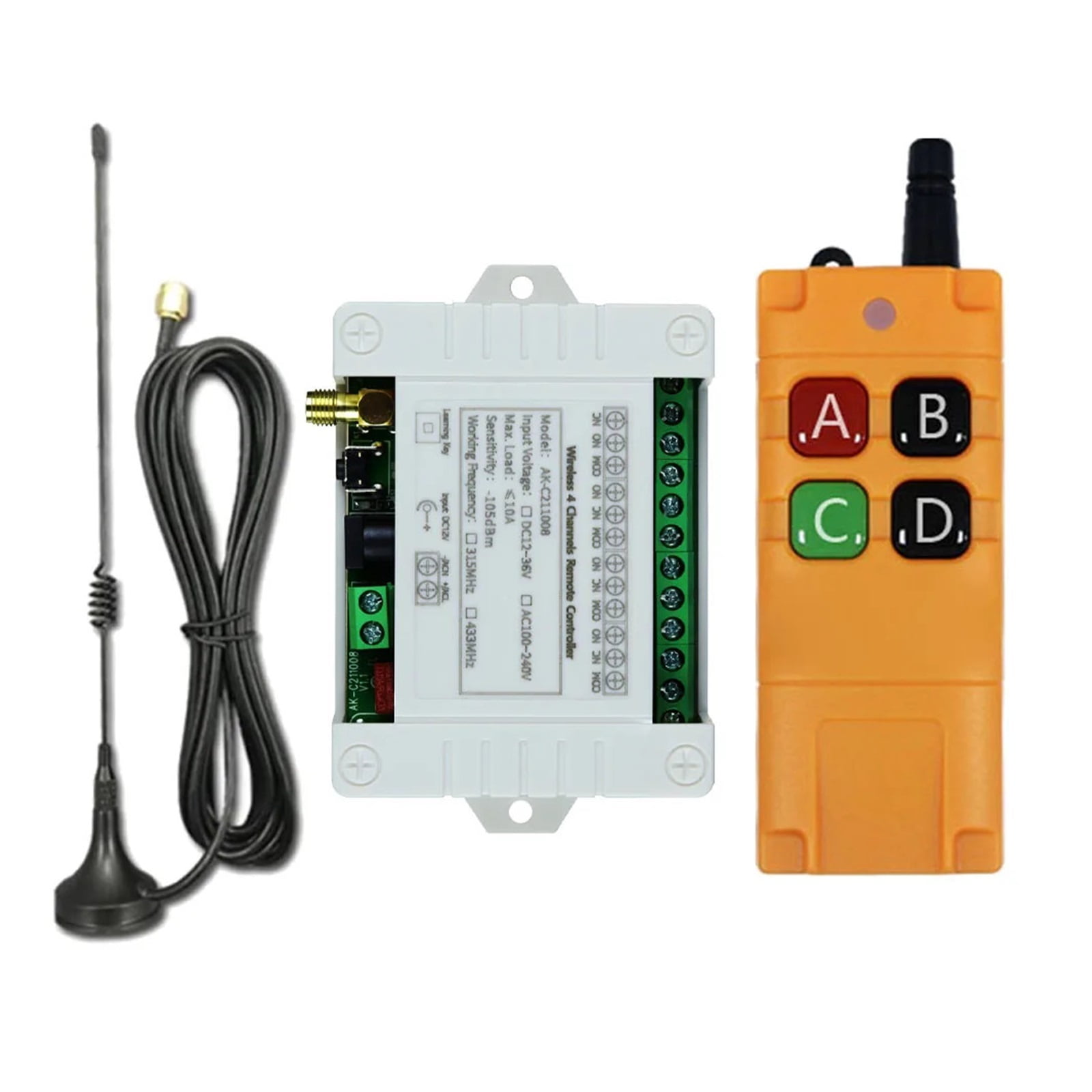 DC 12/24/36 4CH Wireless Remote Control Switch Radio Receiver With ...