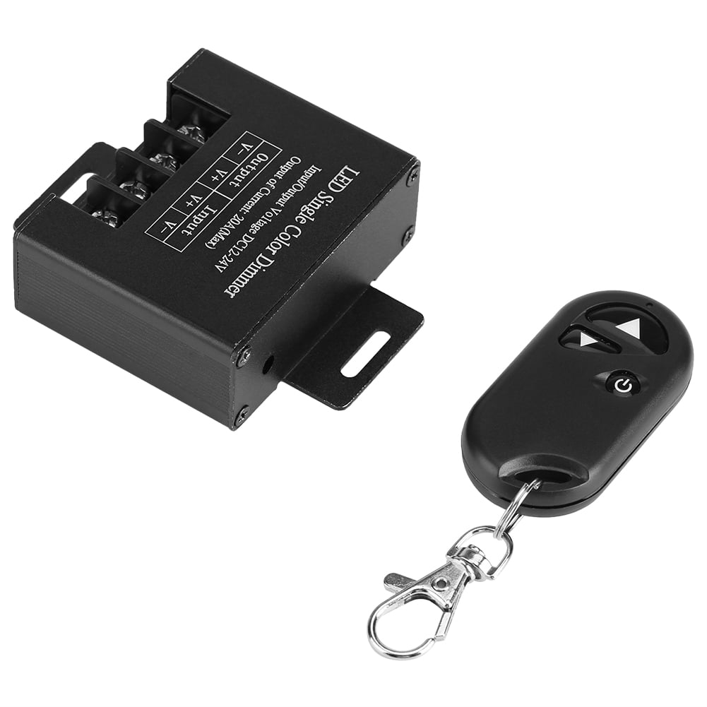 DC 12~24V 20A LED Single Color Strip Light Dimmer + 3-button Wireless Remote Controller ...