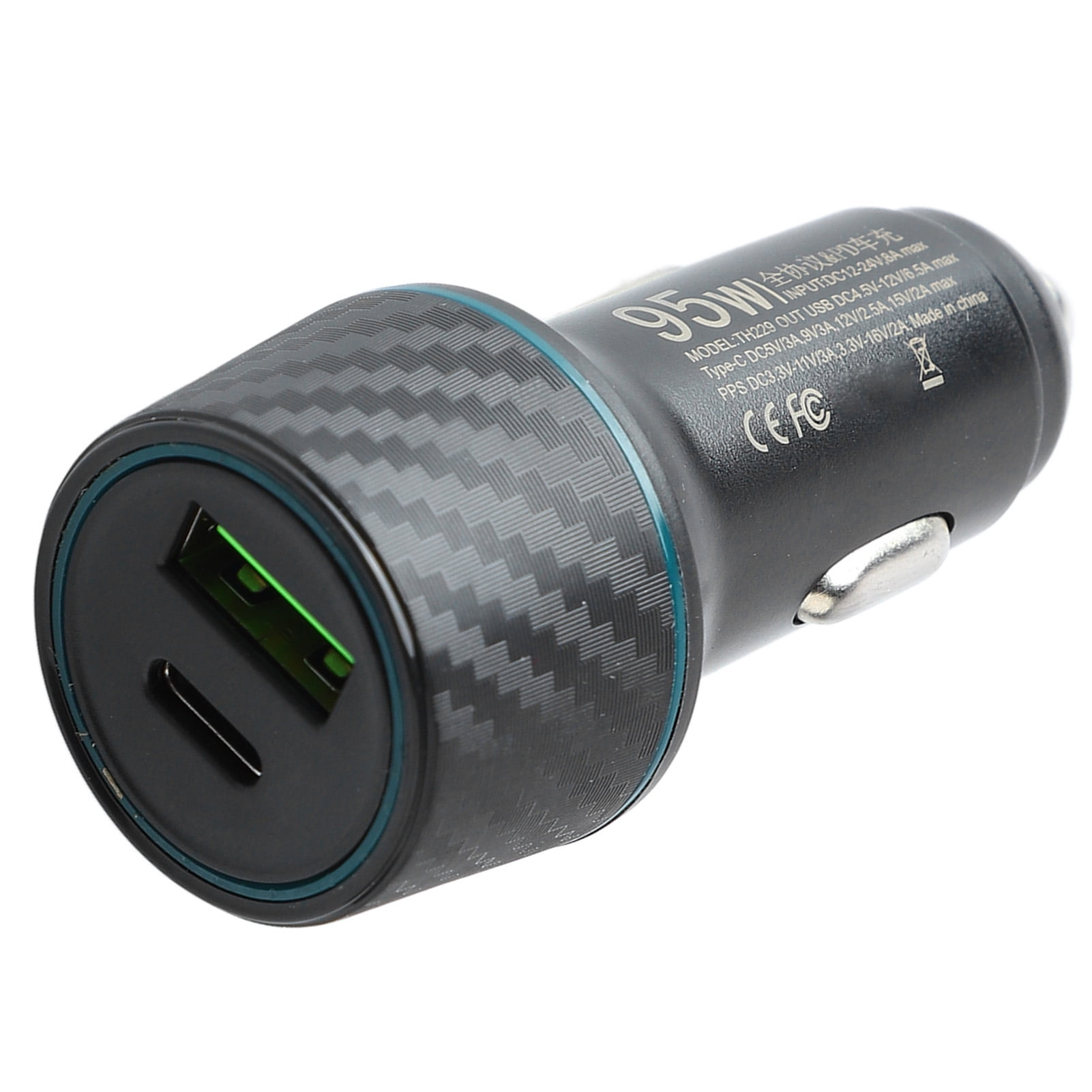 DC 12?24V Car Charger 95W USB PD Dual Port Fast Charging Carbon Fiber ...