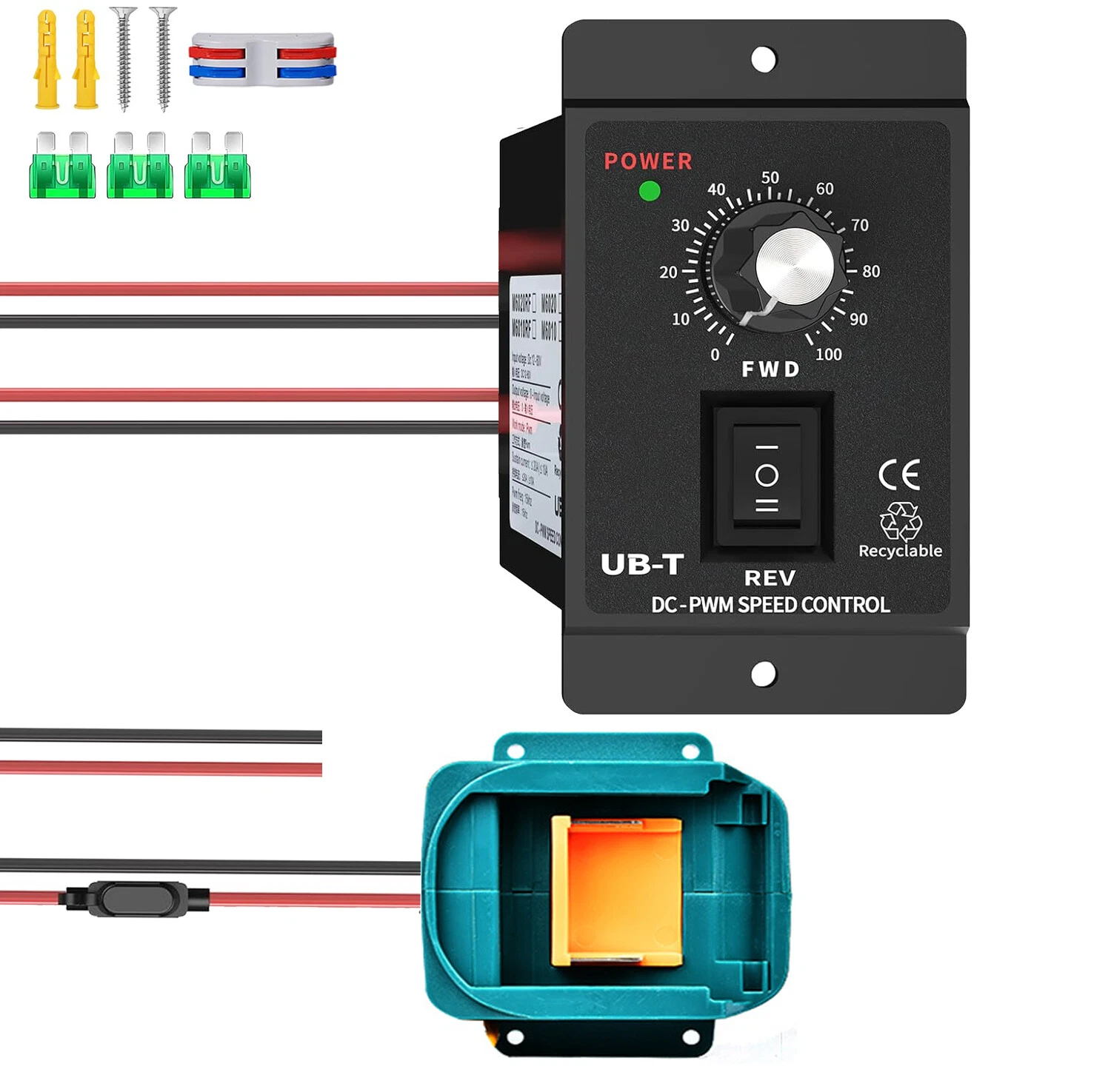 DC 12-60V Motor Speed Controller for Power Wheel Adapter For Makita 18v ...