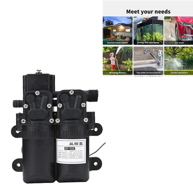 DC 12V 105PSI 5.5L/Min Electric Double Water Pump Diaphragm Automatic ...