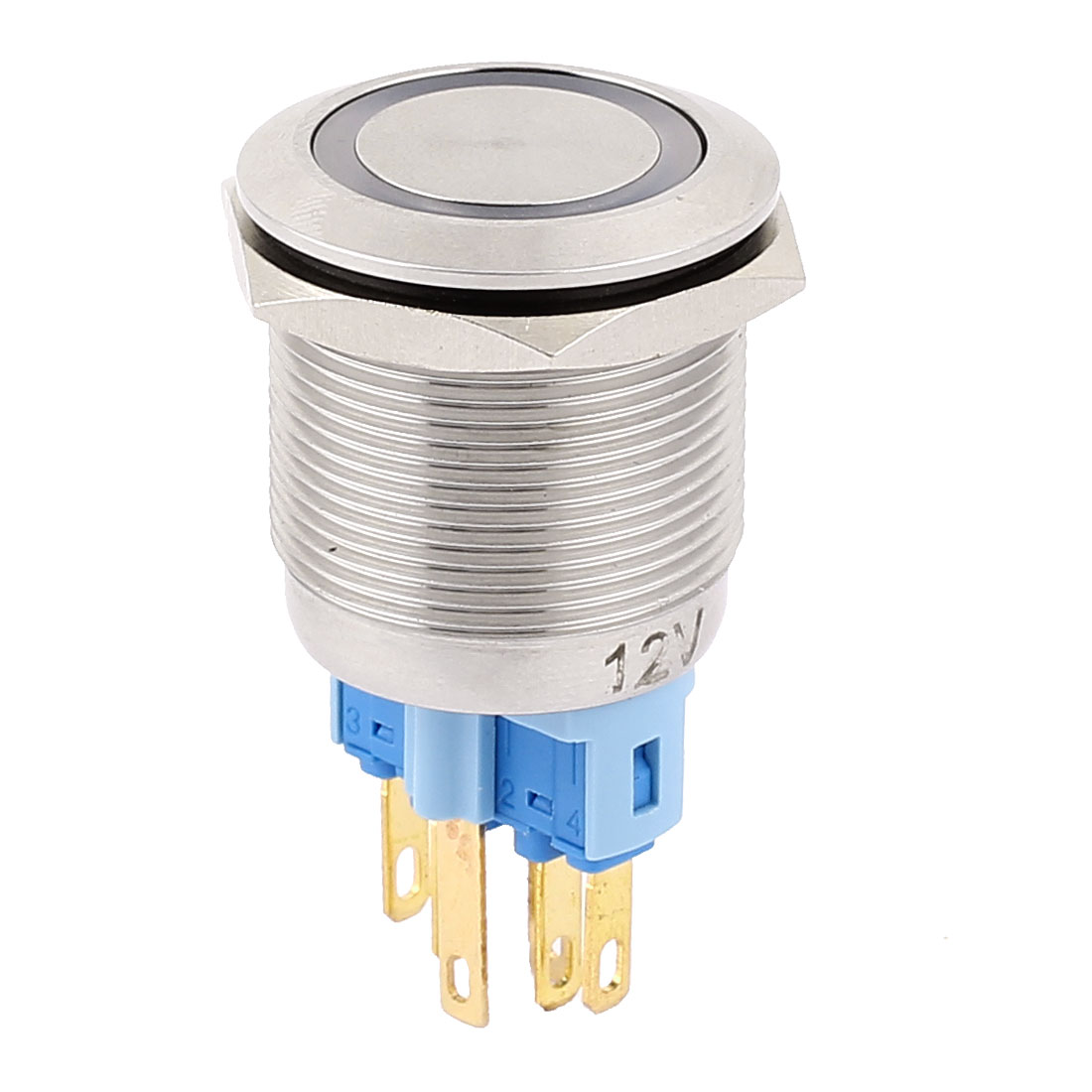 DC 12V 18mm Light 22mm Mounted Thread 6 Pin Latching Push Button Switch ...