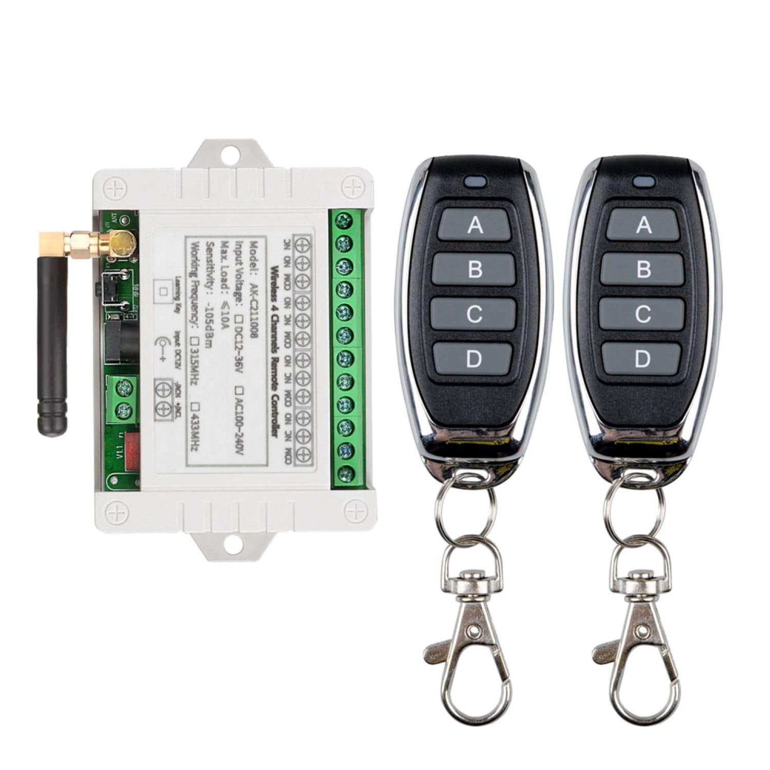 DC 12V 24V 36V 4CH Remote Control Switch 433Mhz 10A Wireless Remote ...