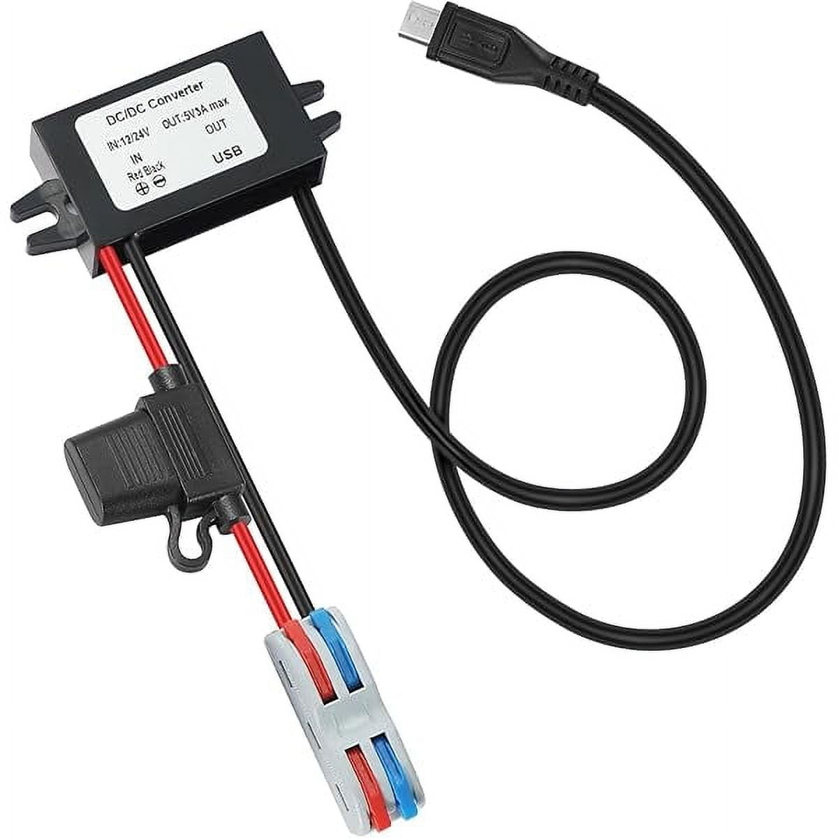 DC 12V 24V to 5V Micro USB Step Down Adapter 12V 24V to 5V 3A Buck ...