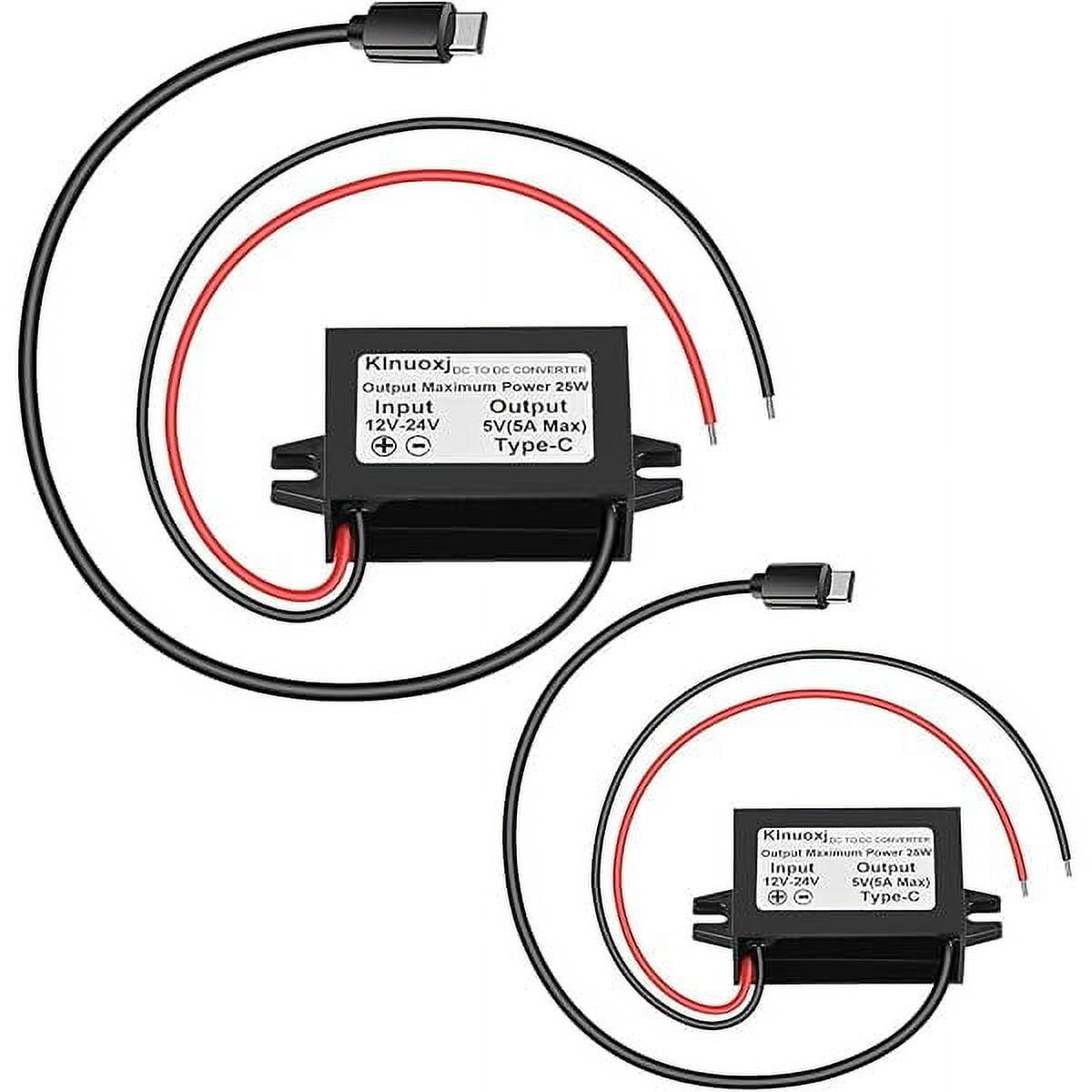 DC 12V/24V to 5V USB C Step Down Converter Type-C Interface 5A 25W ...