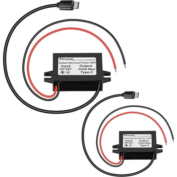 DC 12V/24V to 5V USB C Step Down Converter Type-C Interface 5A 25W ...