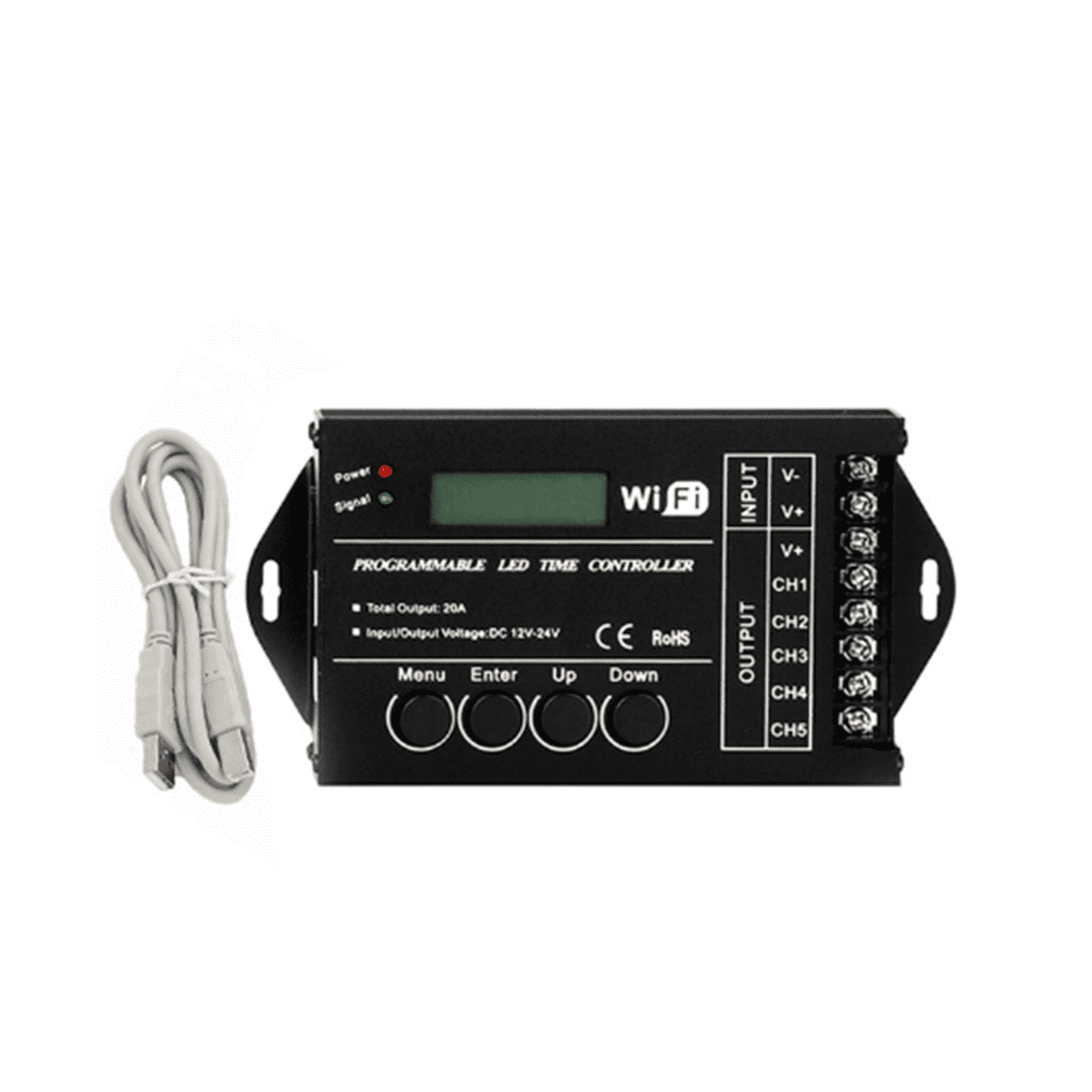 DC 12V 24V WiFi RGB Time Programmable LED Controller TC421 5 Channels ...