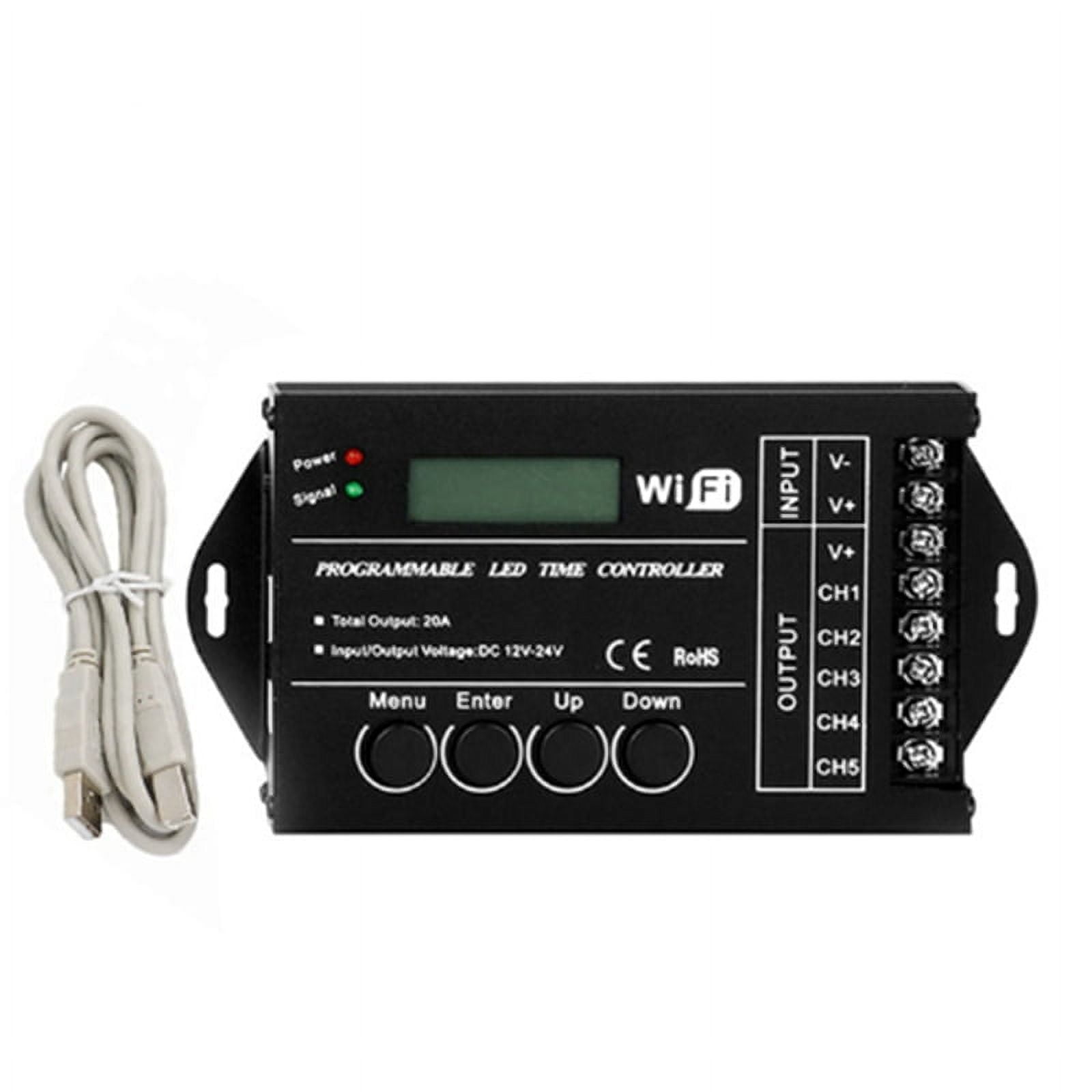 DC 12V 24V WiFi RGB Time Programmable LED Controller TC421 5 Channels ...