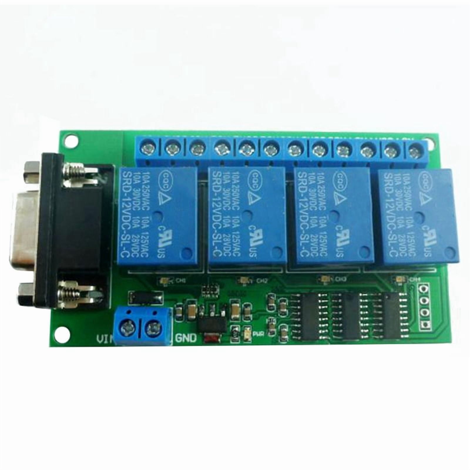 DC 12V 4 Channel RS232 Relay Board PC USB DB9 Interface Relay Module ...