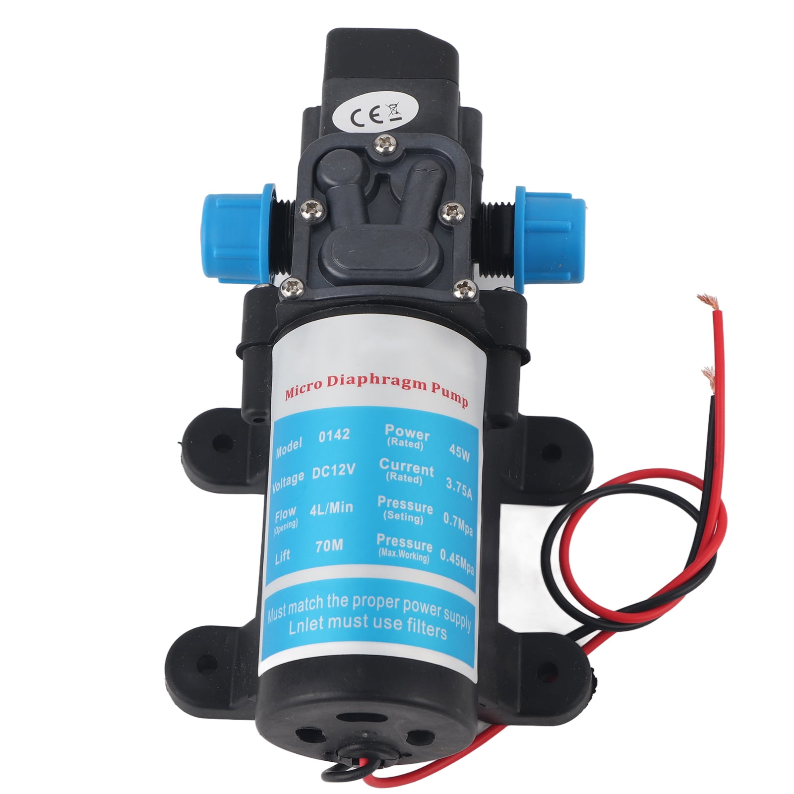 DC 12V 45W Micro Diaphragm Water Self Priming Pump Low Noise 4L/min ...