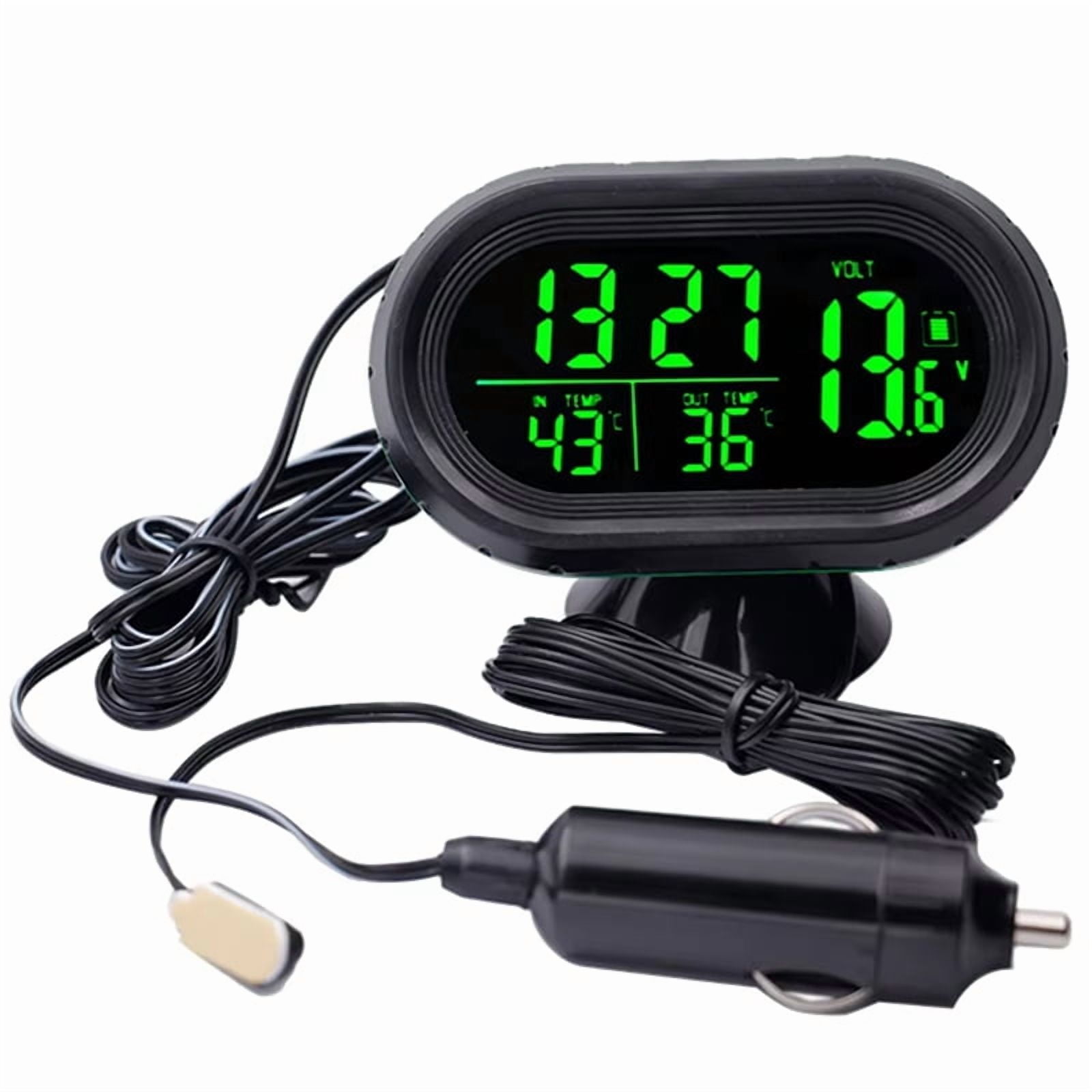 DC 12V Car Thermometer 4 in 1 Time Date Dual Temperature LED Auto ...