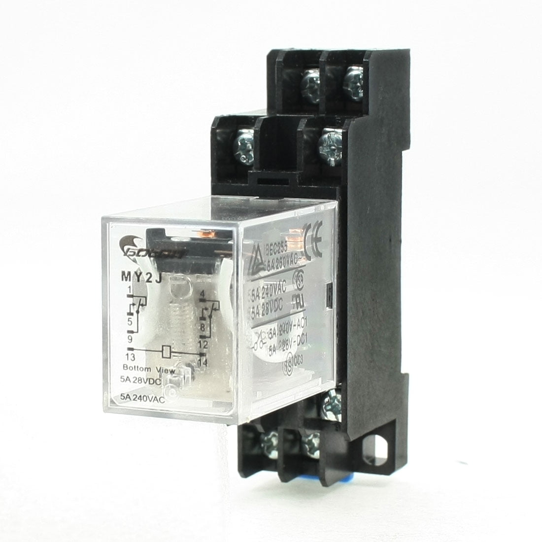 DC 12V Coil 8 Pin 35mm DIN Rail Electromagnetic Relay Power Relay MY2J ...