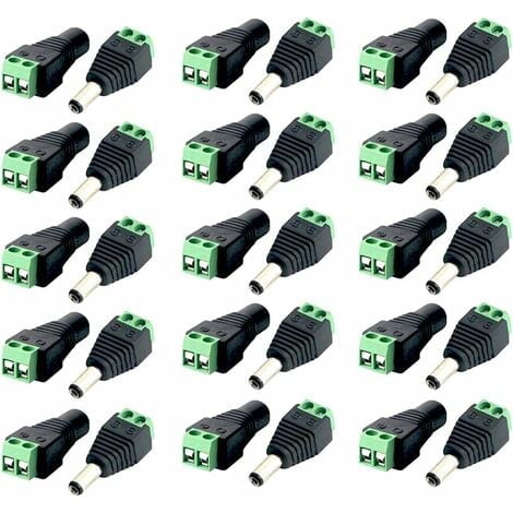 DC 12V Connector 30pcs DC Male and Female DC Connector Power Cable ...