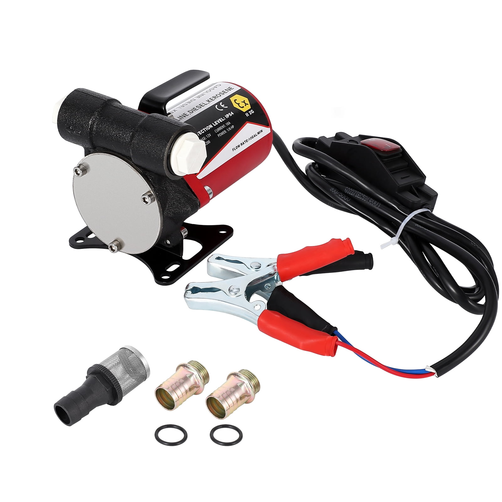 DC 12V Fuel Transfer Pump, Durable Cast Iron Diesel and Gasoline Pump ...