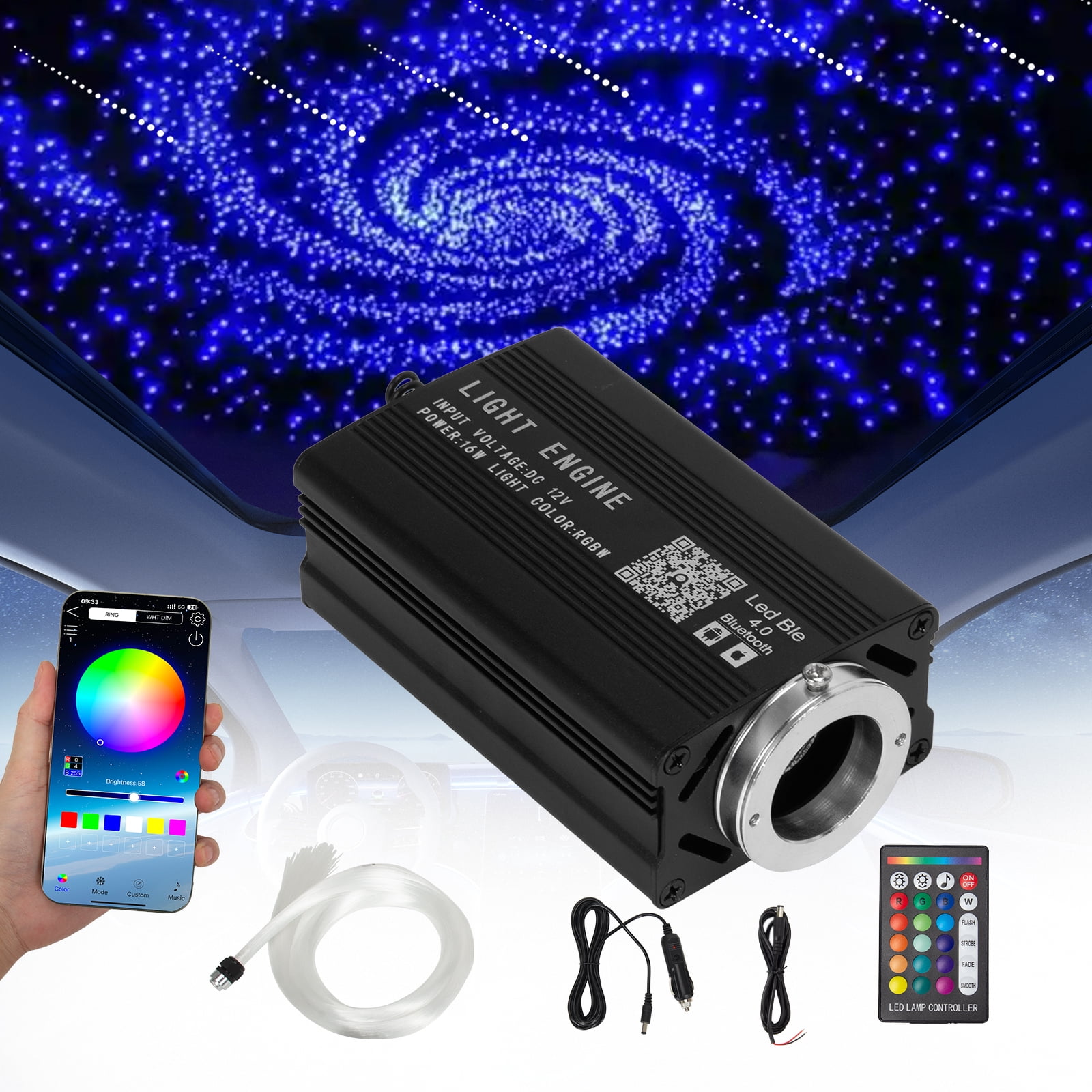 DC 12V Headliner Star Light kit Roof Twinkle Ceiling Light Optic Fiber ...