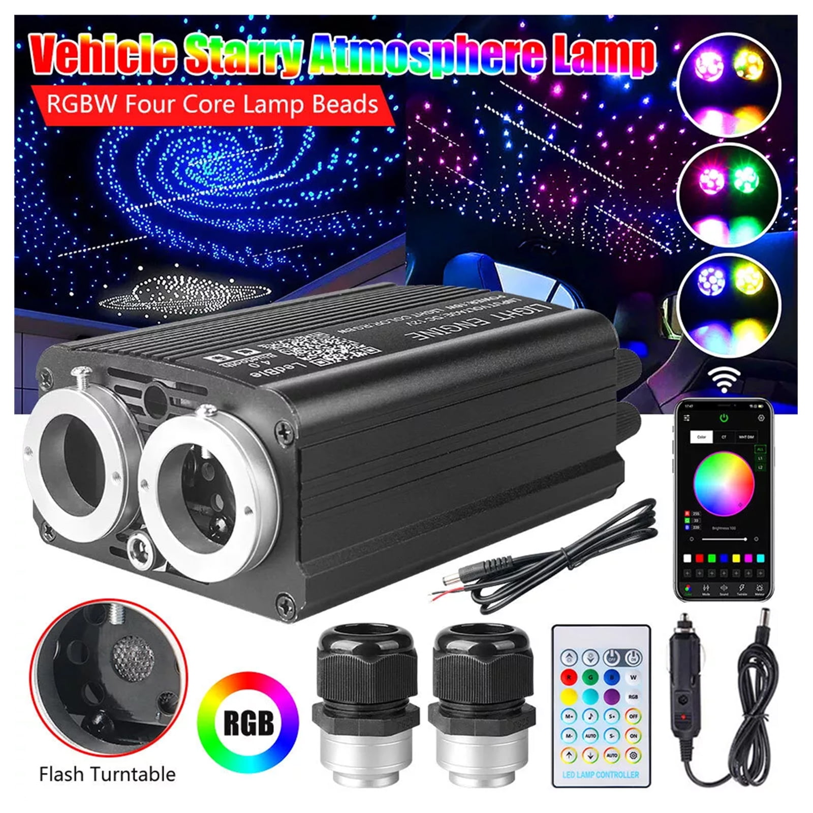 DC 12V Headliner Star Light kit Roof Twinkle Ceiling Light Optic Fiber ...