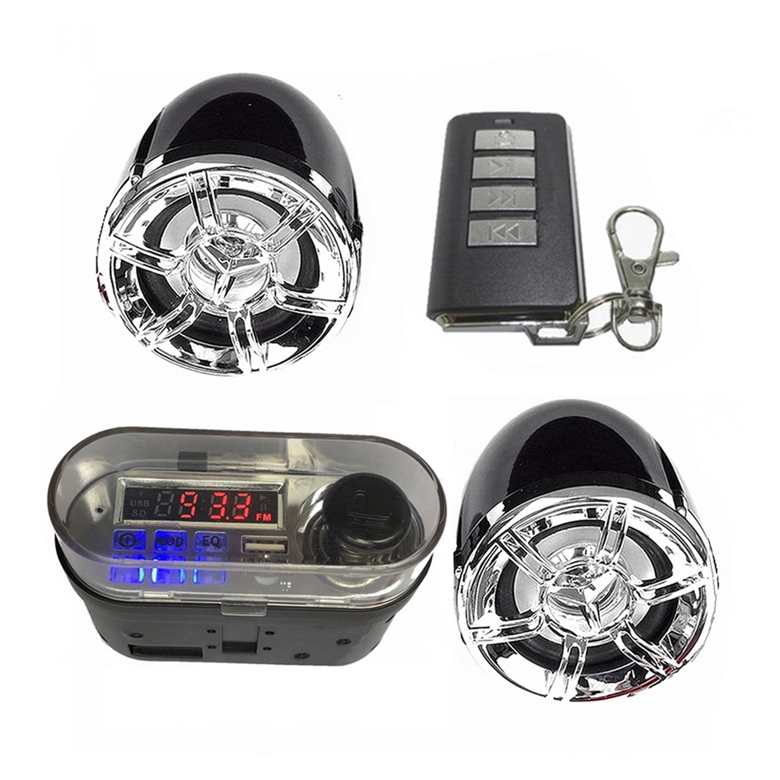 DC 12V Motorcycle Bluetooth Speaker Stereo Au-dio System Waterproof ...