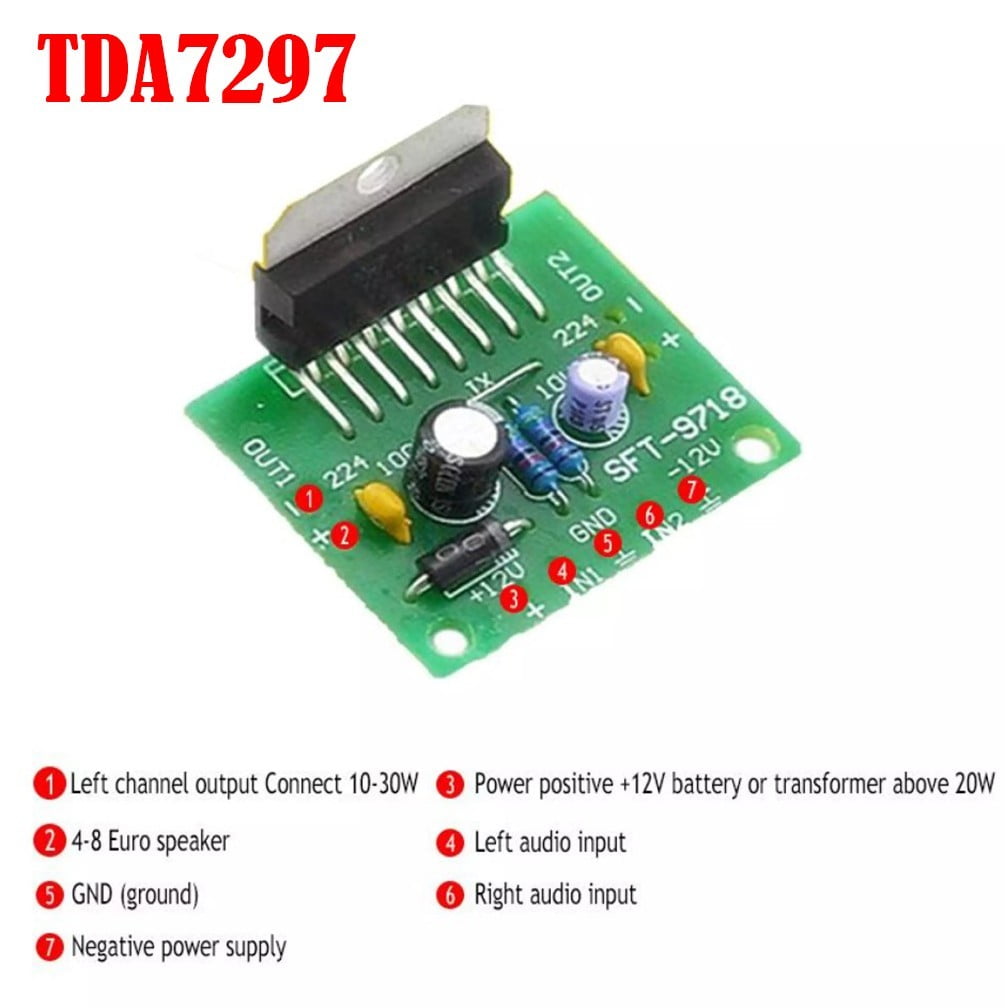 DC 12V TDA7297 Amplifier Board 15W+ 15W Dual-Channel Track Stereo ...