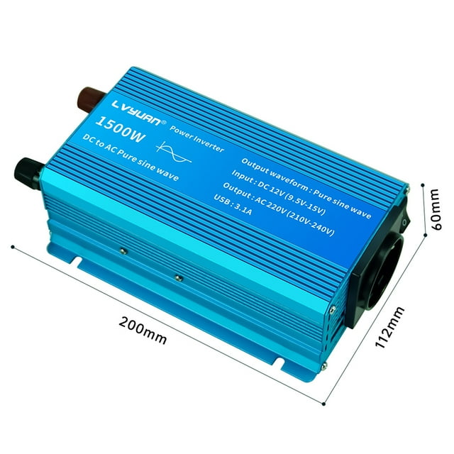DC 12V To AC 230V 1000W/1500W/2200W/2600W 50Hz/60Hz Pure Sine Wave Car Power Inverter With Dual ...