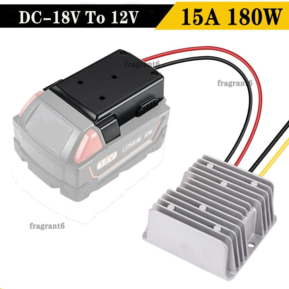 DC 18V To 12V Step Down For Milwaukee 15A 180W DIY Adapter Converter ...